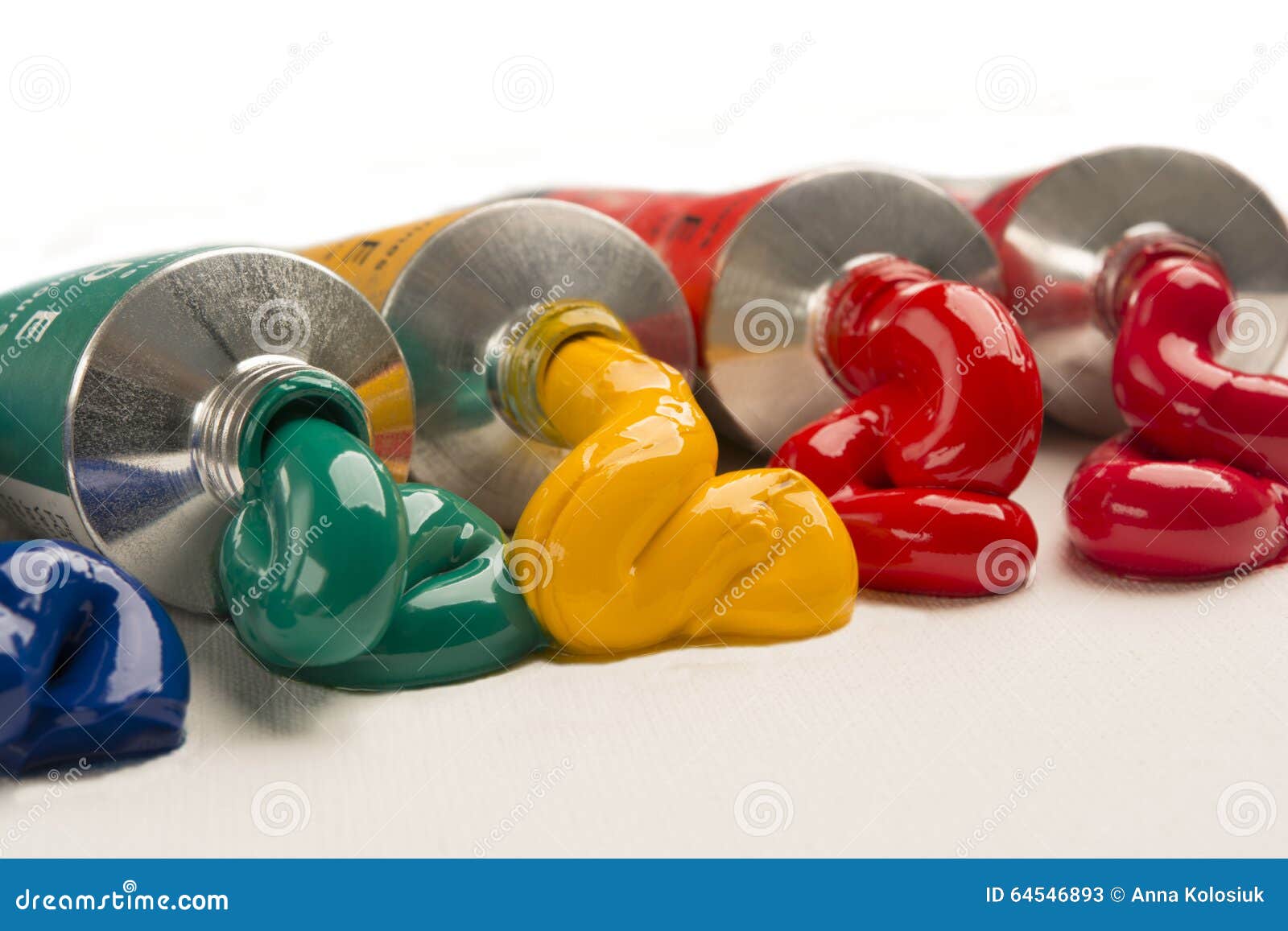Multicolored Paint from Tubes Open on a White Background Stock Image ...