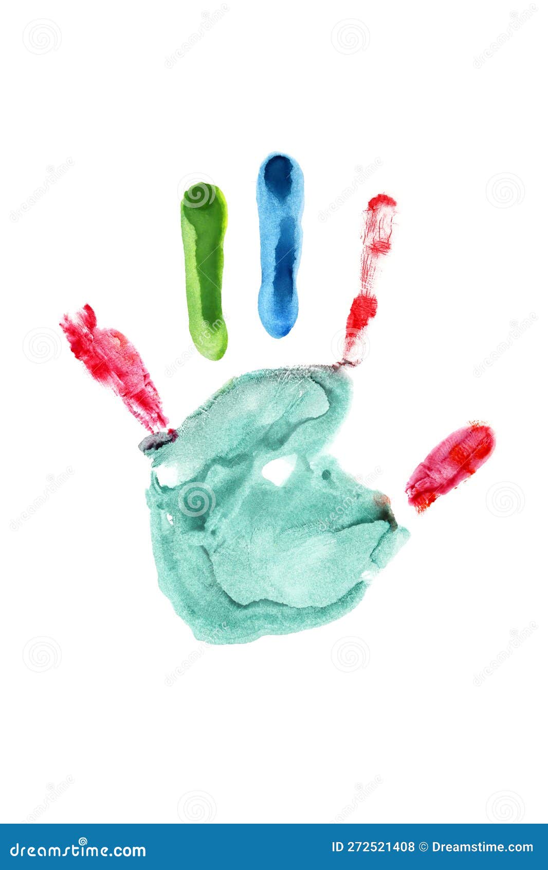 Multicolored Palm Print Isolated on White Stock Photo - Image of ...