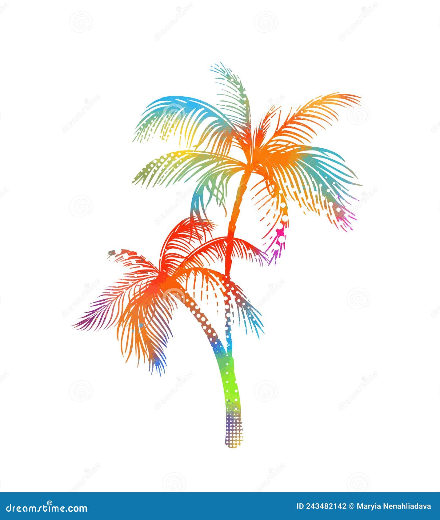 Multicolored Palm Tree. Vector Illustration Stock Vector - Illustration ...