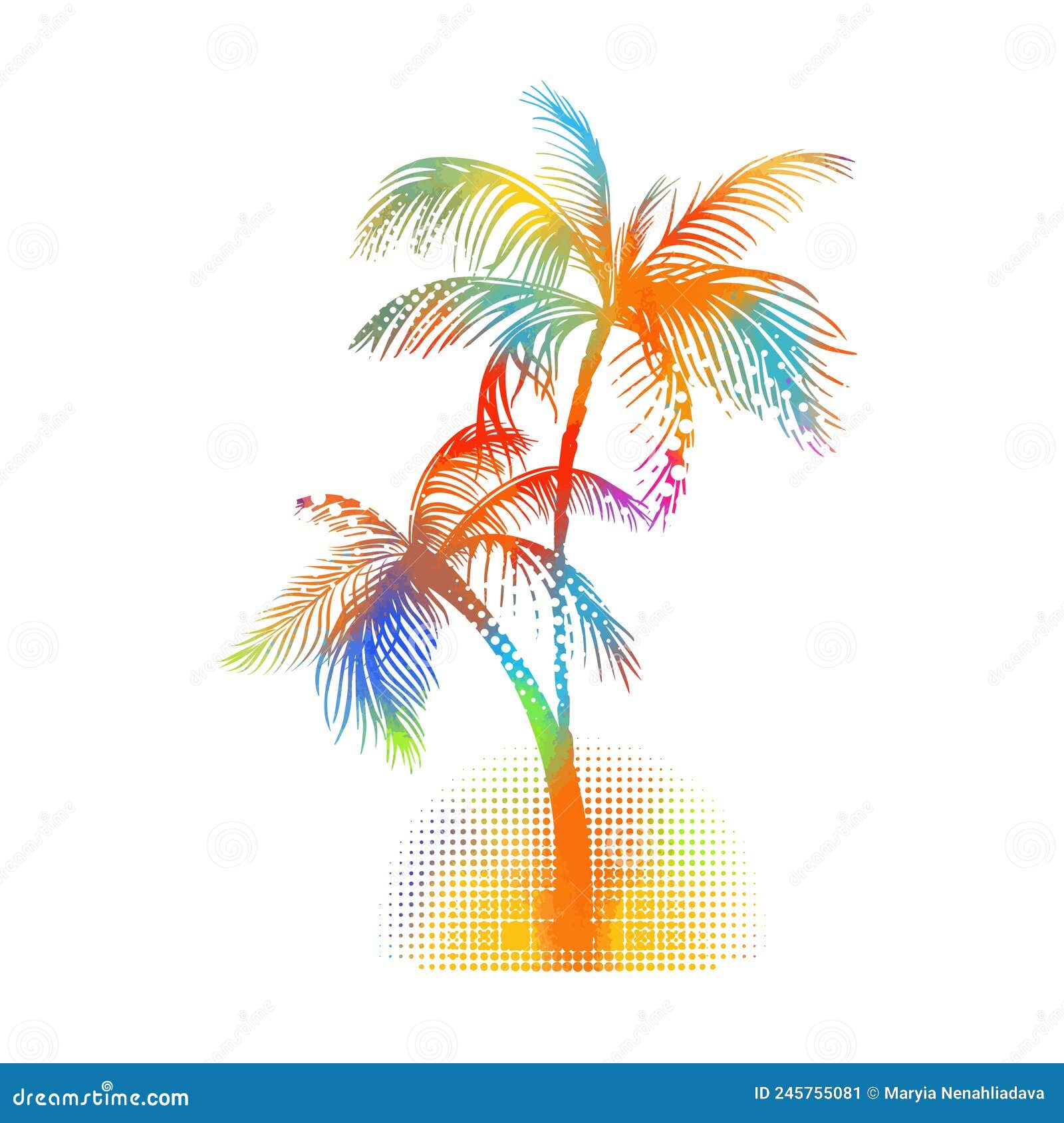 Multicolored Palm Tree. Vector Illustration Stock Vector - Illustration ...