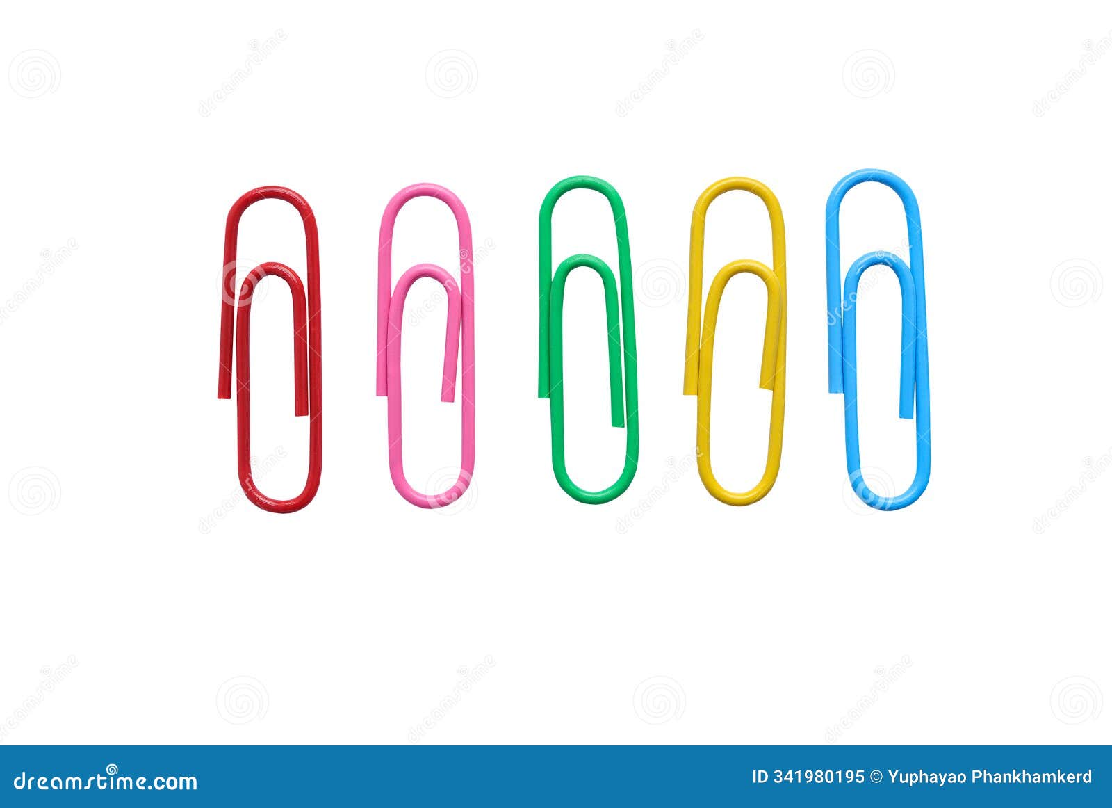 Multicolored Paper Clips on White Background with Clipping Path. Office ...