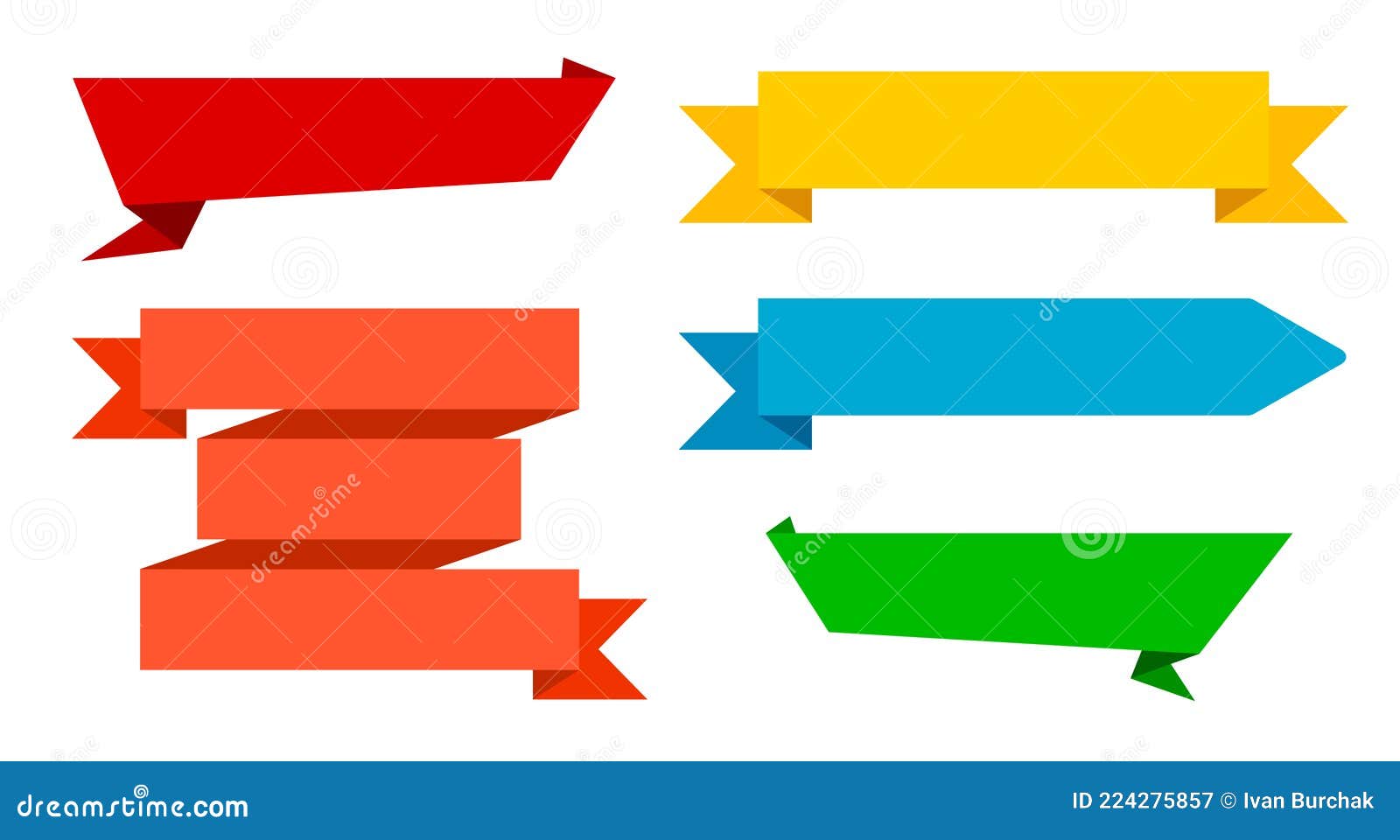 Multicolored Paper Ribbon Banners. Empty Text Boxes. Isolated Vector ...