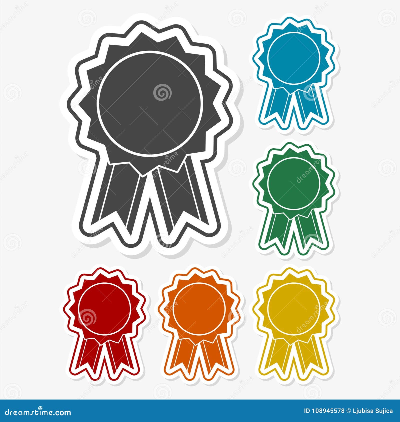 Multicolored Paper Stickers - Award Icon Stock Vector - Illustration of ...