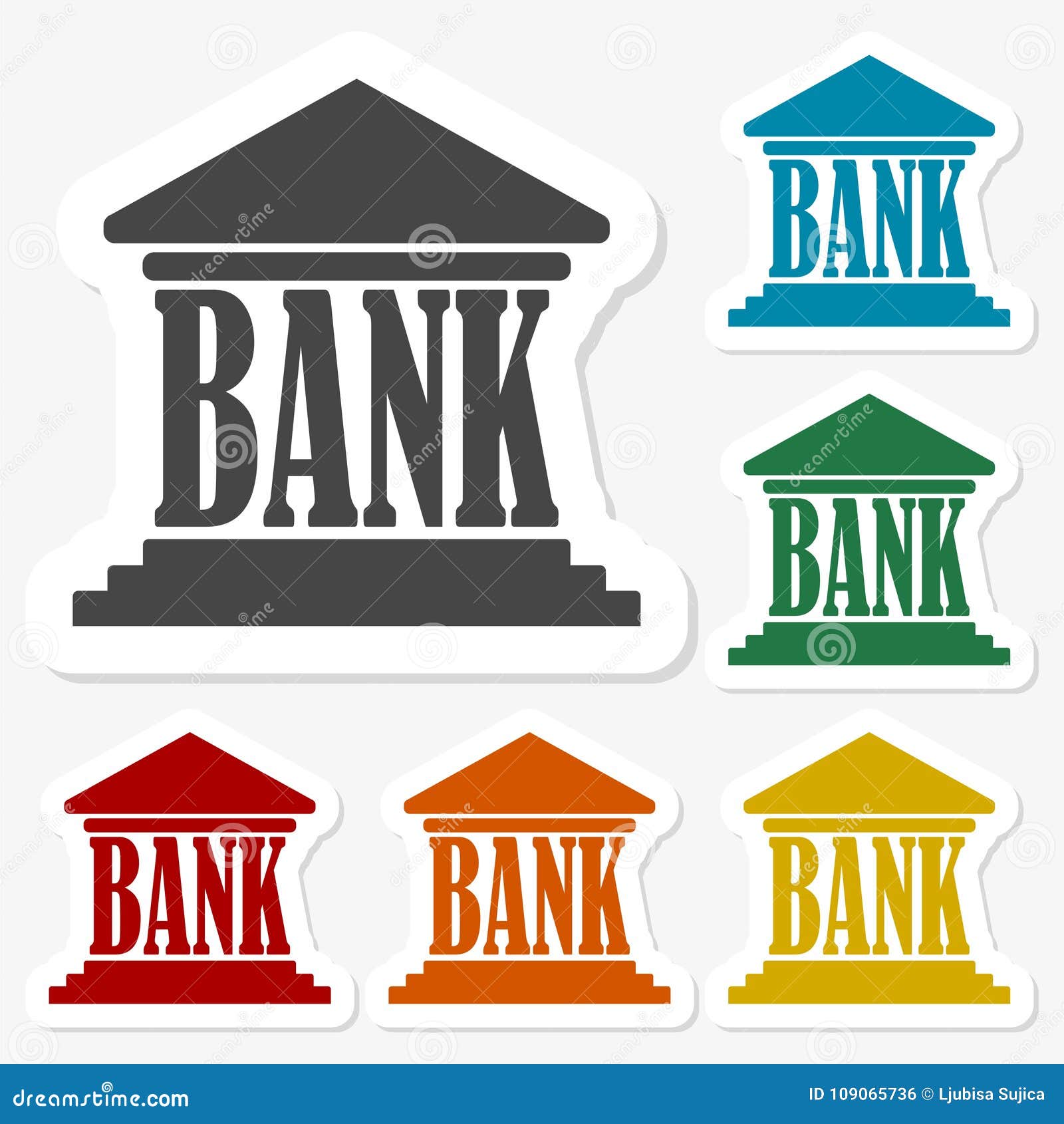 Multicolored Paper Stickers - Bank Icon Stock Vector - Illustration of ...
