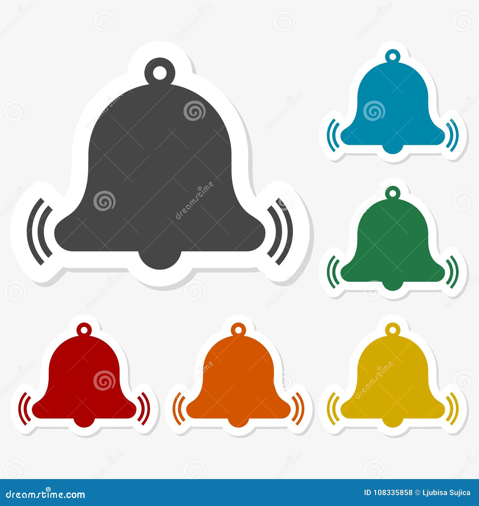 Multicolored Paper Stickers - Bell Icon Stock Vector - Illustration of ...