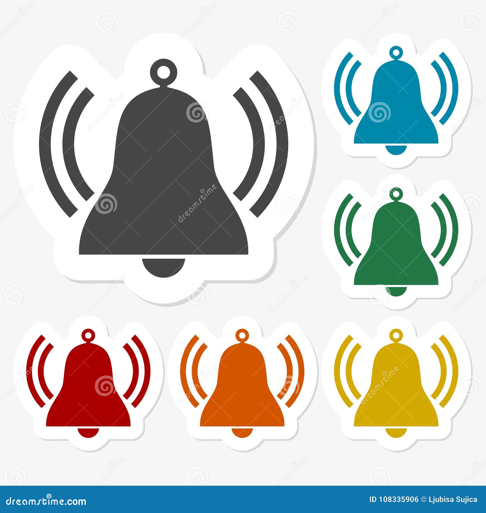 Multicolored Paper Stickers - Bell Icon Stock Vector - Illustration of ...