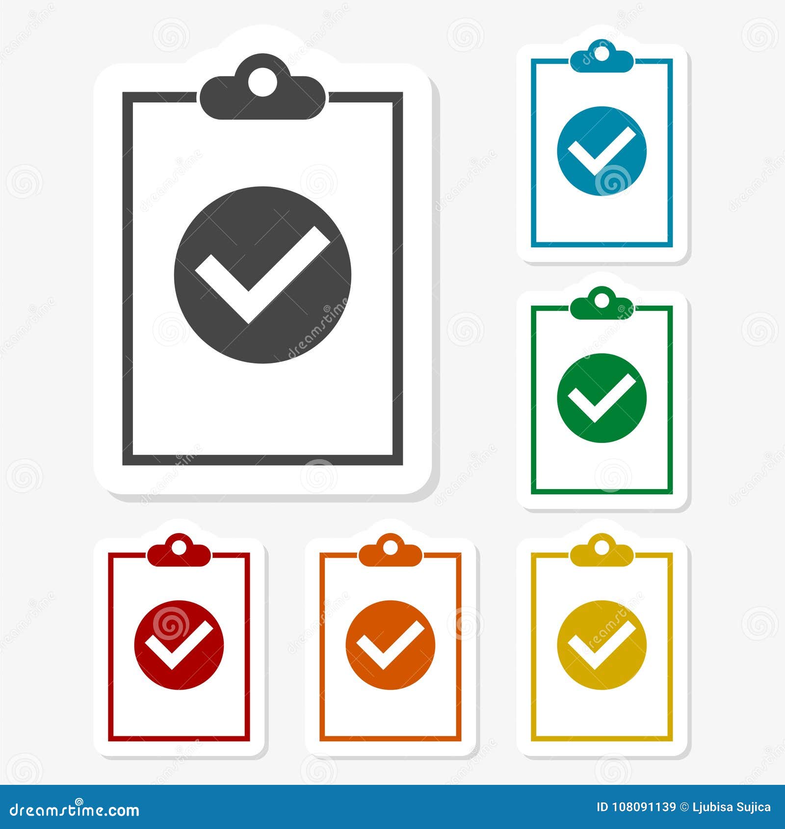 Multicolored Paper Stickers - Checklist Icon Stock Vector ...