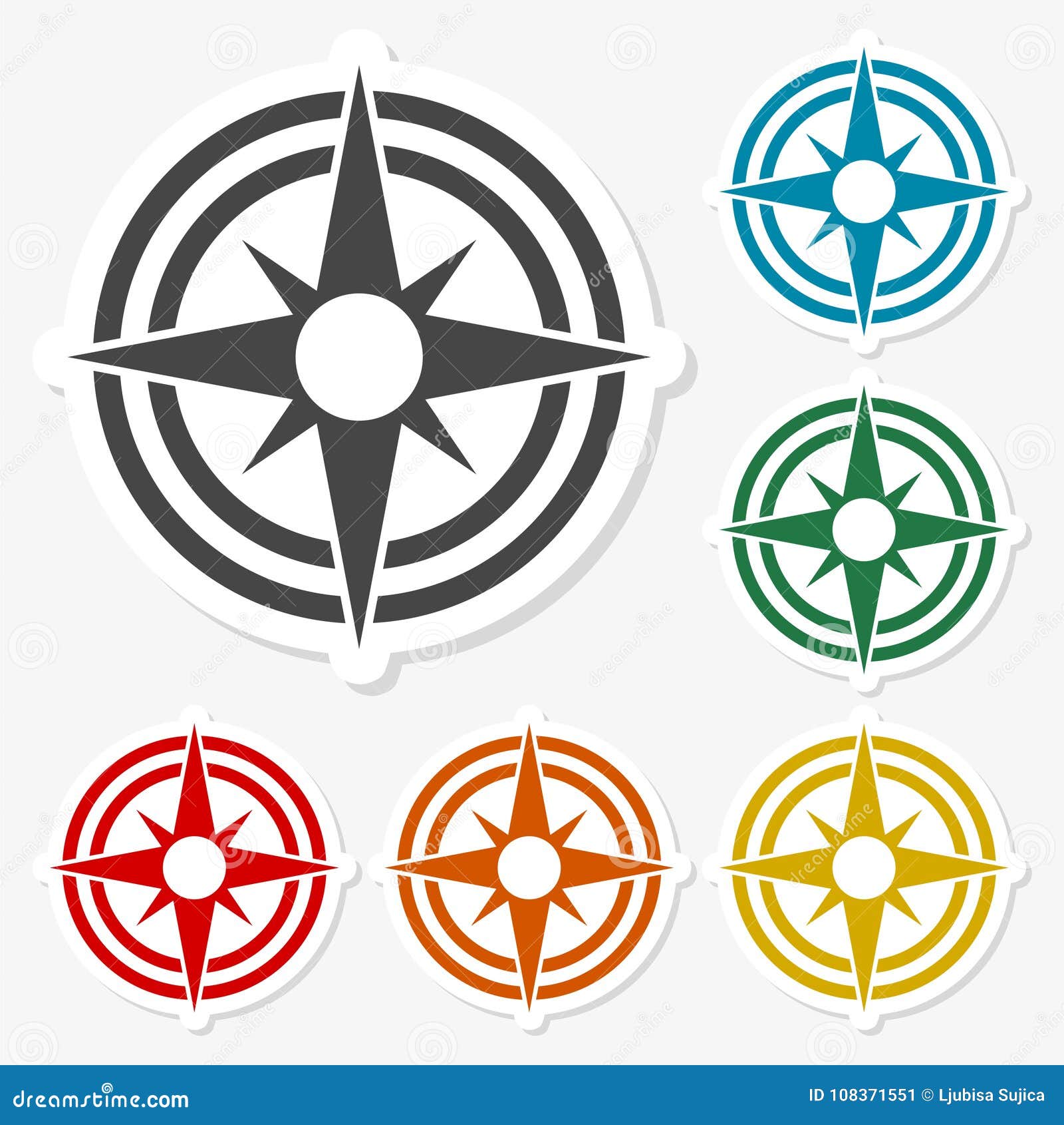 Multicolored Paper Stickers - Compass Icon Stock Vector - Illustration ...