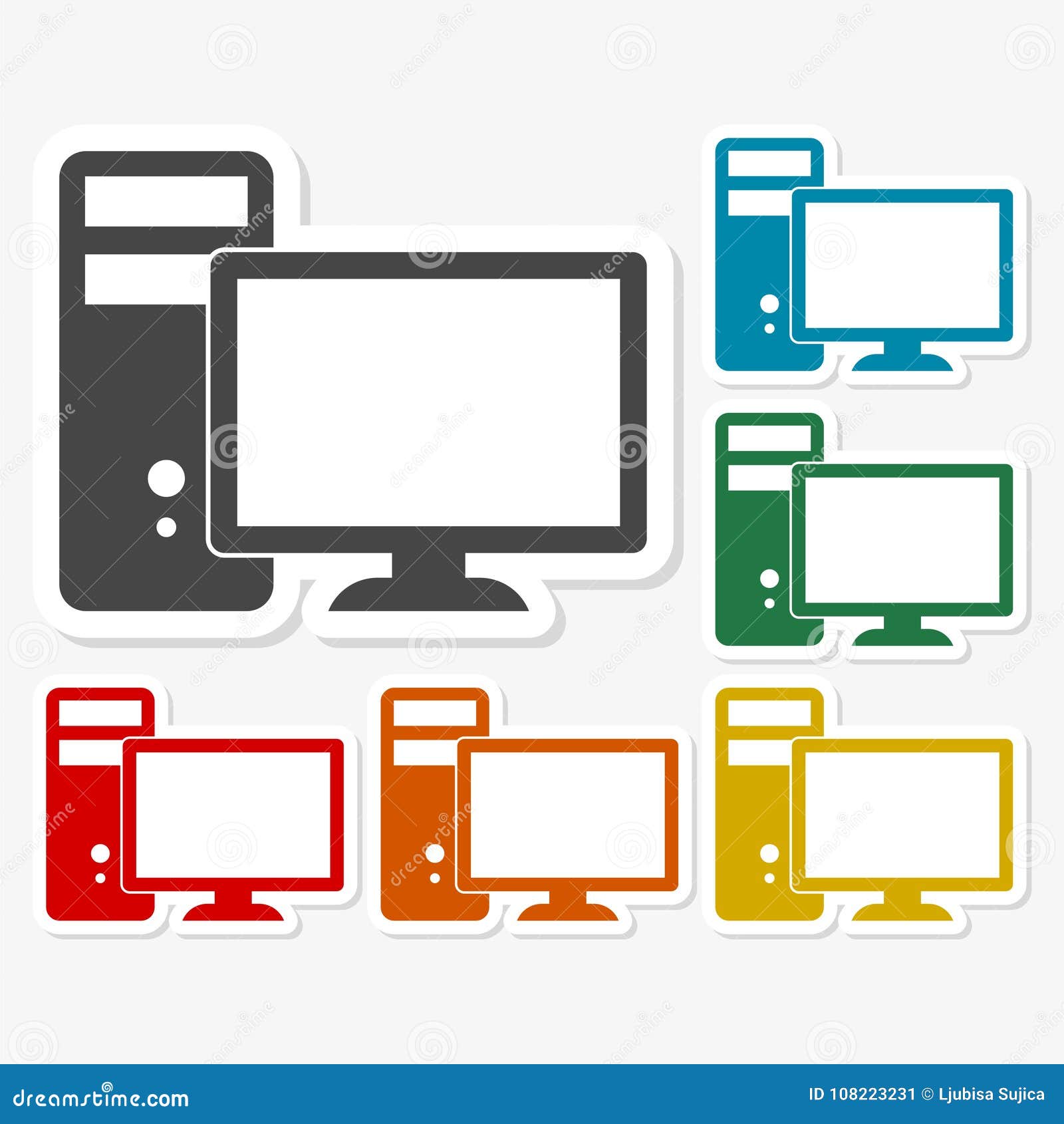 Multicolored Paper Stickers - Desktop Computer Icon Stock Vector ...