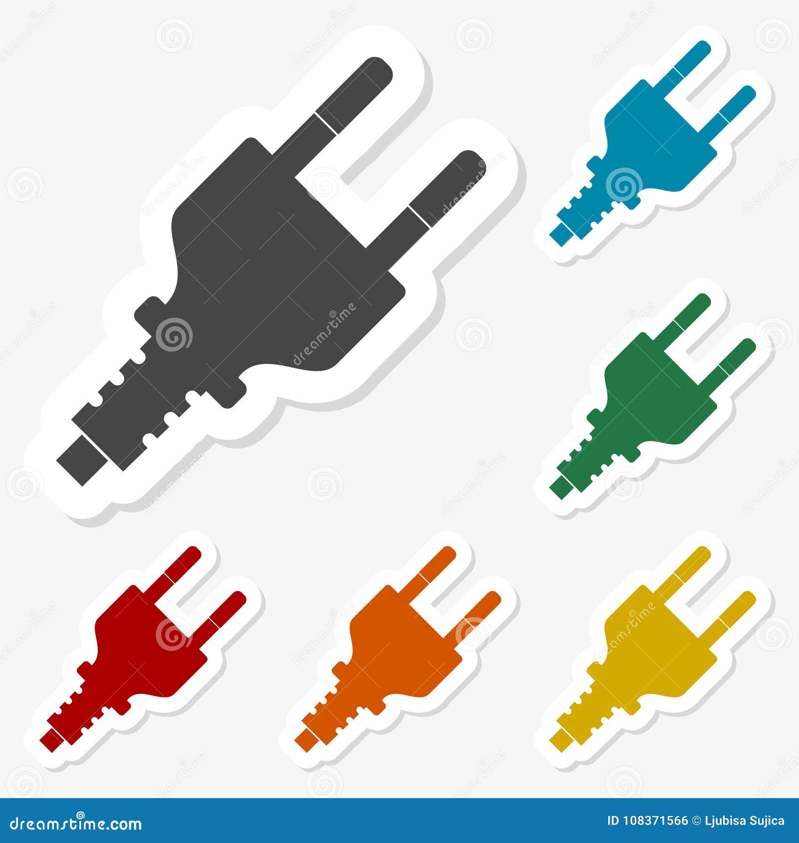 Multicolored Paper Stickers - Electric Plug Icon Stock Vector ...