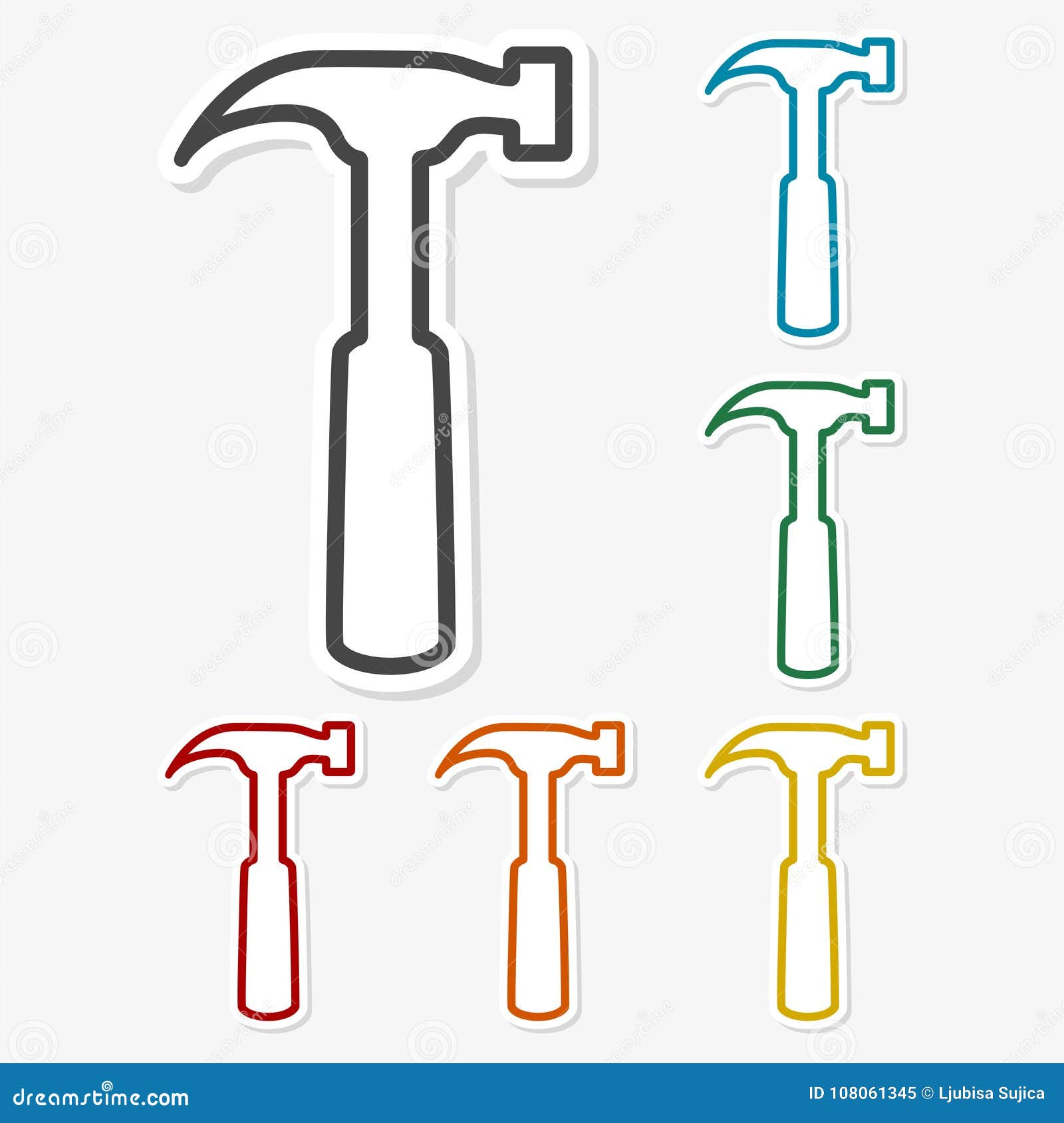 Multicolored Paper Stickers - Hammer Stock Vector - Illustration of ...