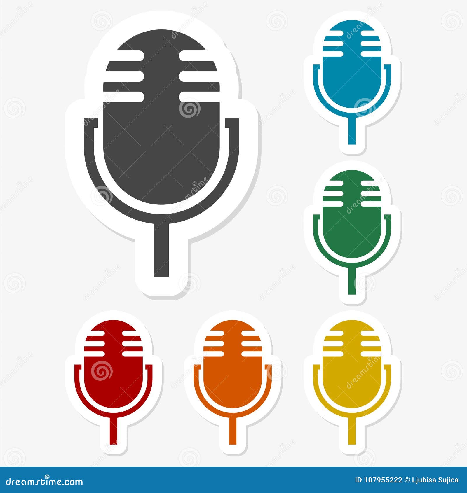 Multicolored Paper Stickers - Microphone Stock Vector - Illustration of ...