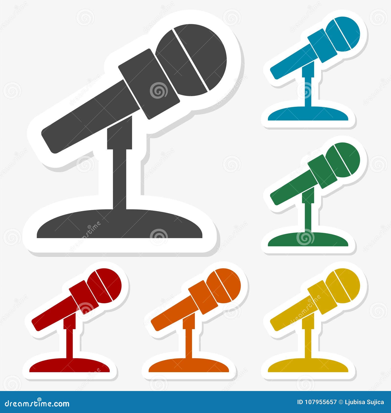 Multicolored Paper Stickers - Microphone Stock Vector - Illustration of ...