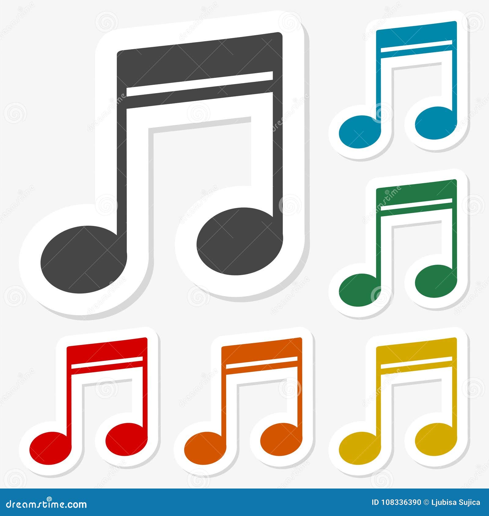 Multicolored Paper Stickers - Music Notes Icon Stock Vector ...