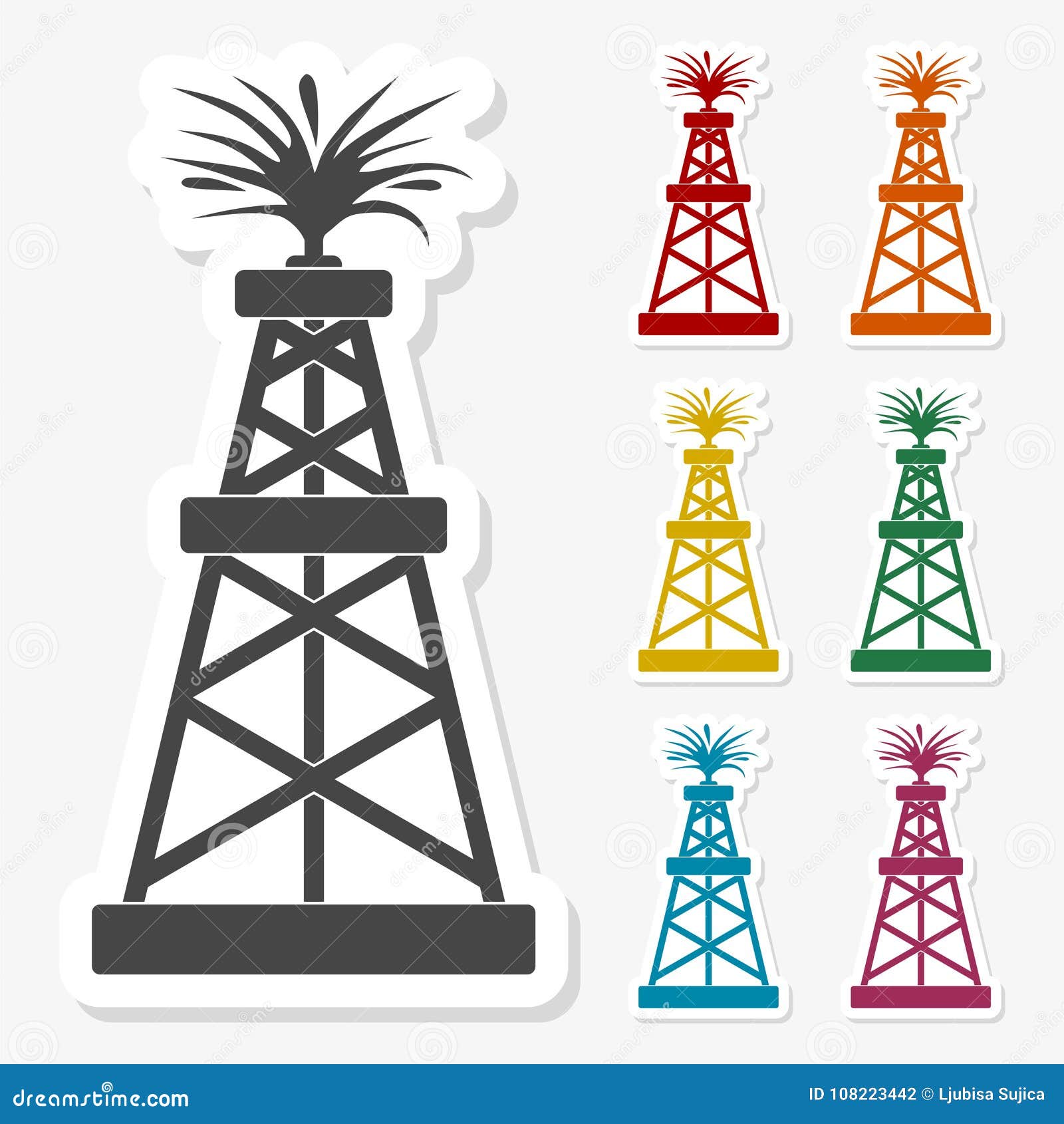 Multicolored Paper Stickers - Oil Rig Stock Vector - Illustration of ...