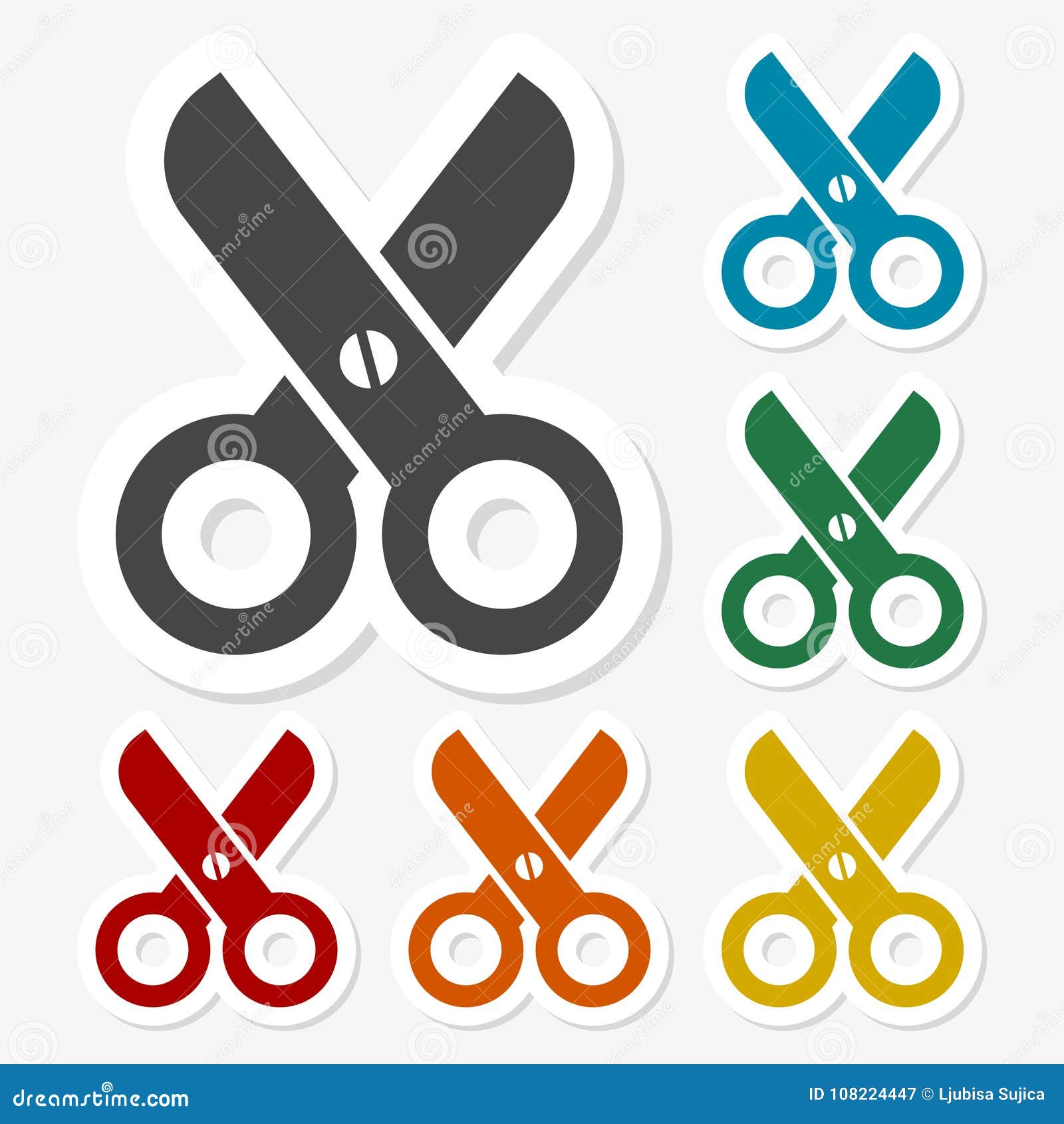 Multicolored Paper Stickers - Scissors Icon Stock Illustration ...