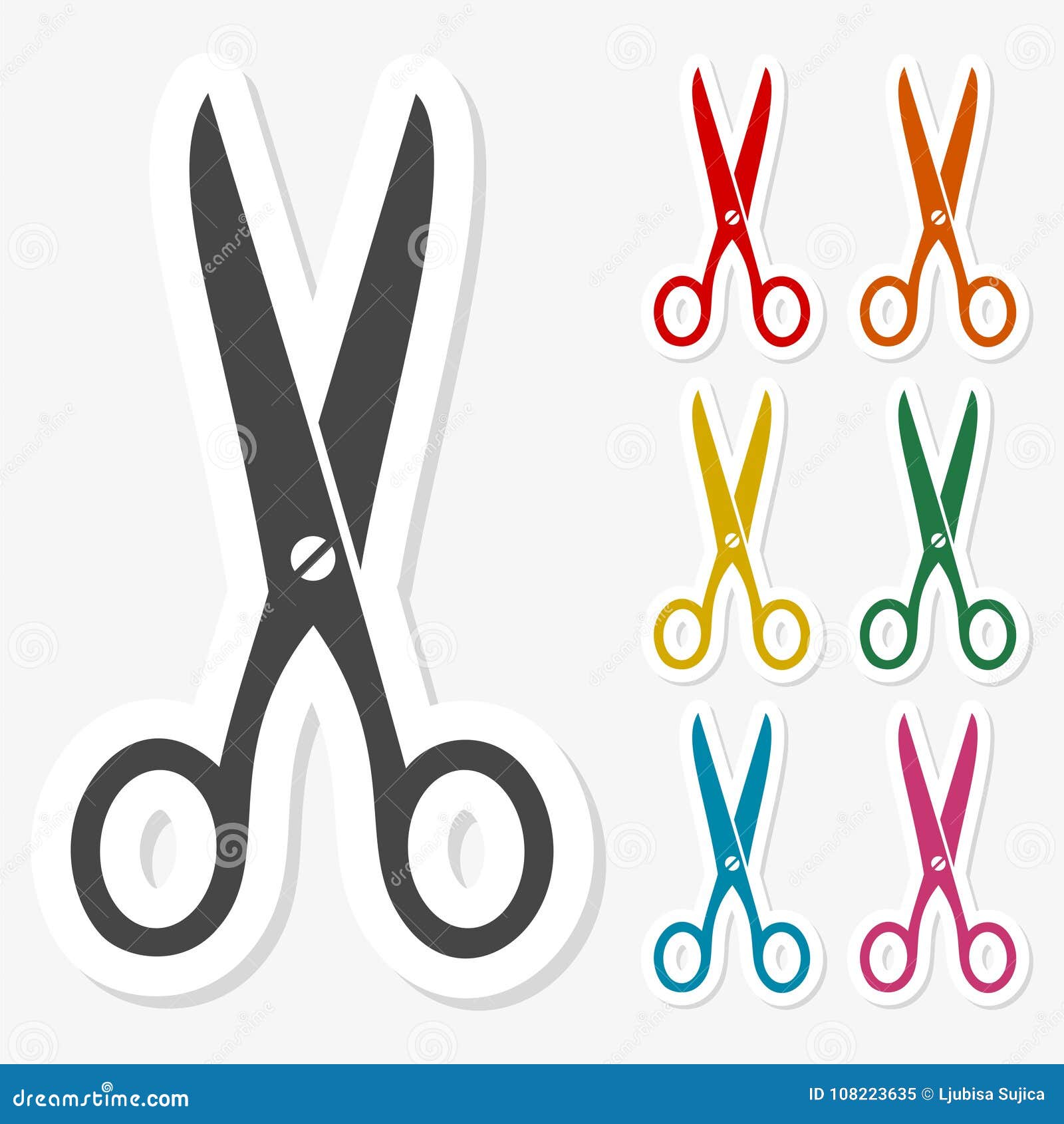Multicolored Paper Stickers - Scissors Icon Stock Vector - Illustration ...