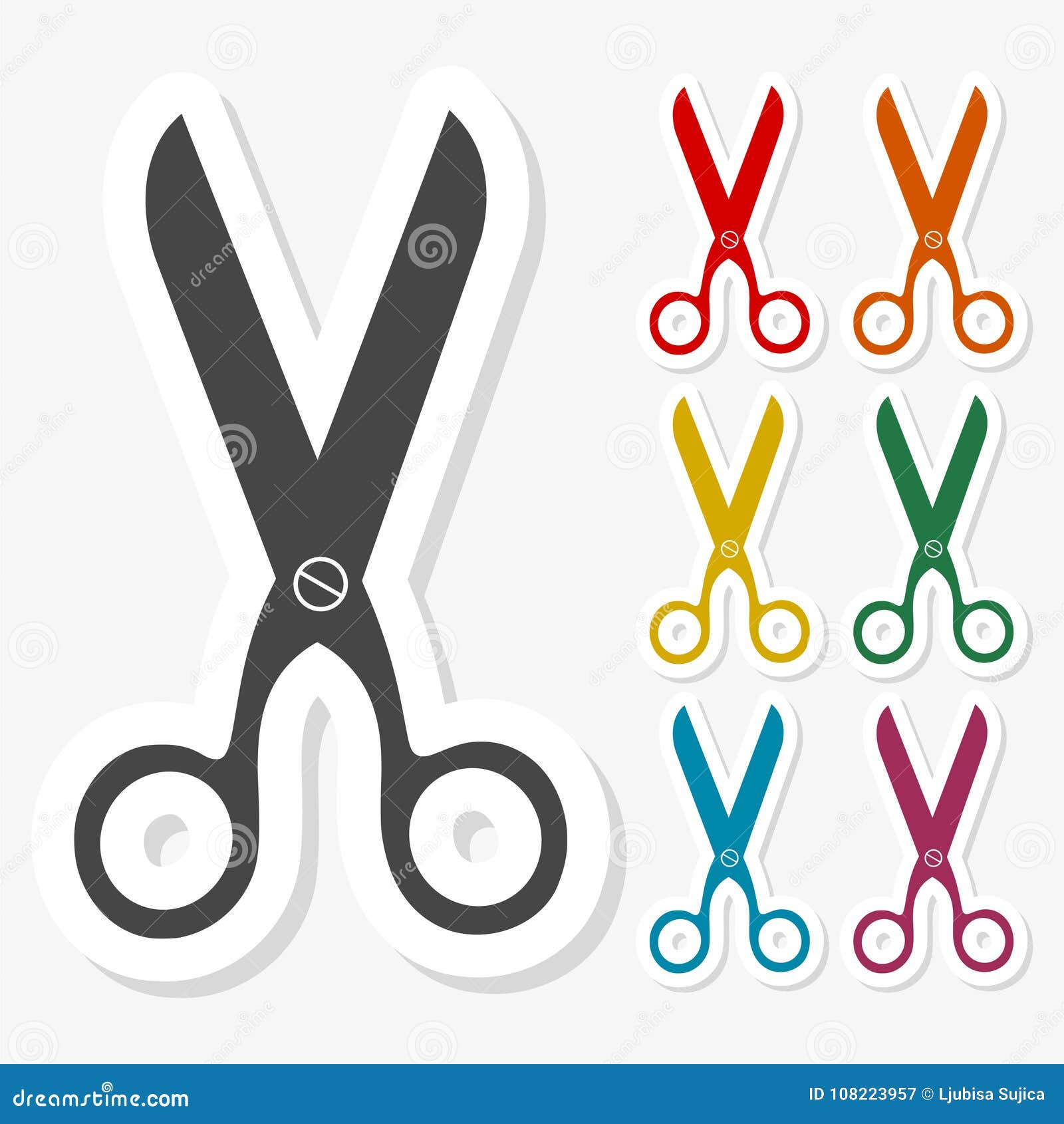 Multicolored Paper Stickers - Scissors Icon Stock Vector - Illustration ...