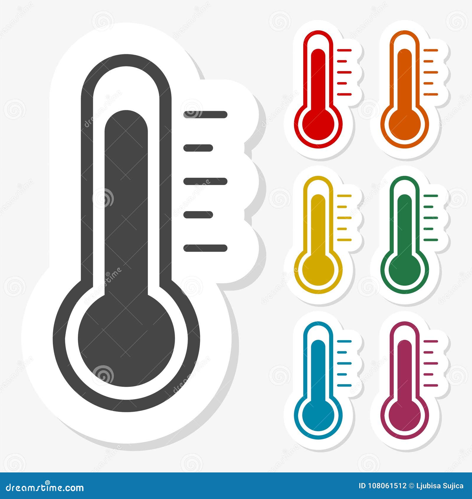 Multicolored Paper Stickers - Thermometer Stock Vector - Illustration ...
