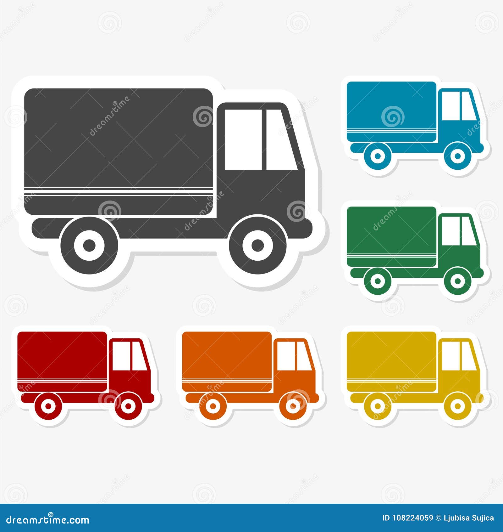 Multicolored Paper Stickers - Truck Icon Stock Vector - Illustration of ...