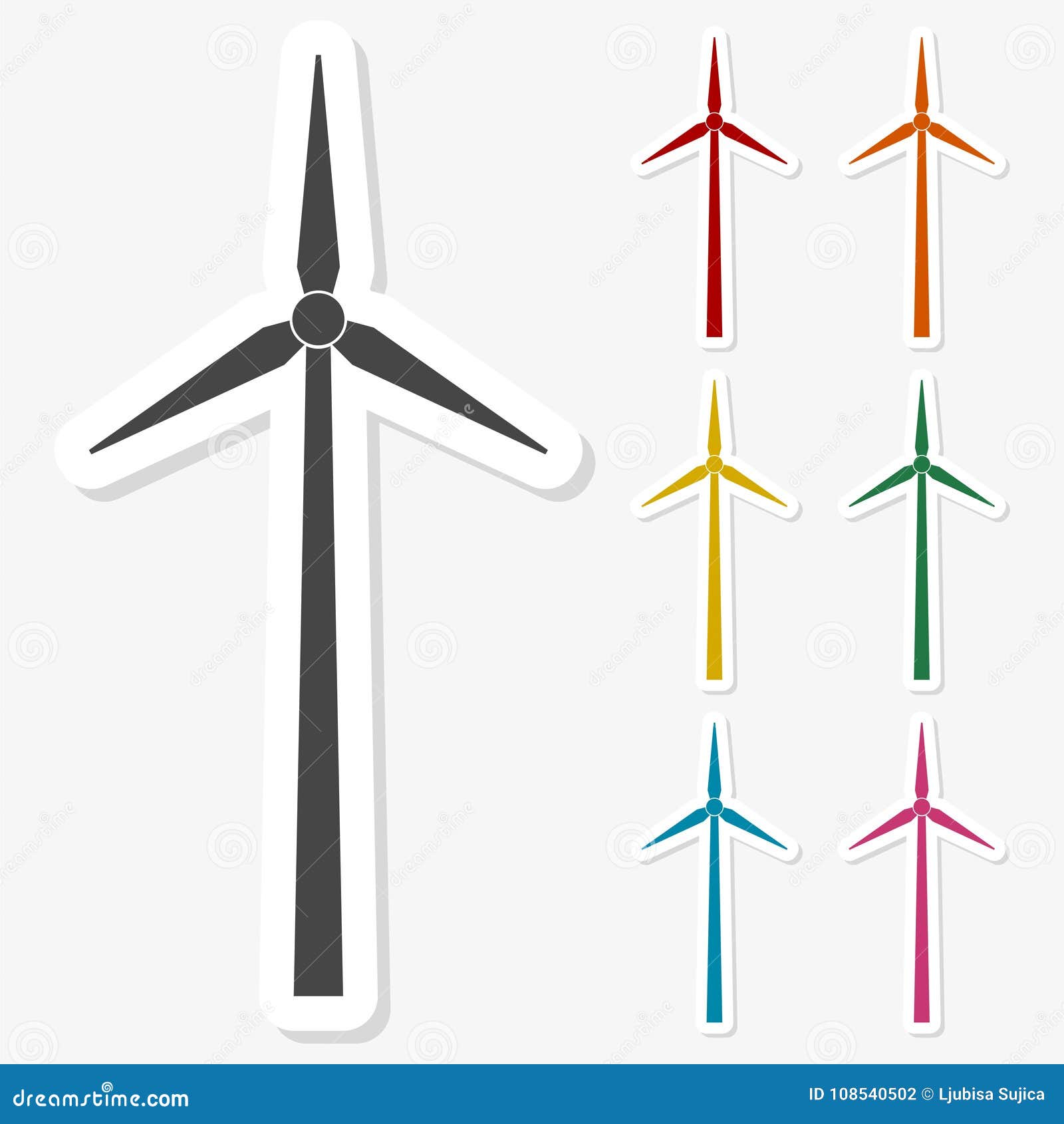 Multicolored Paper Stickers - Windmill Icon Stock Vector - Illustration ...