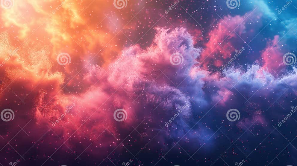 Multicolored Particle Clouds Set - 3D Render Stock Illustration ...