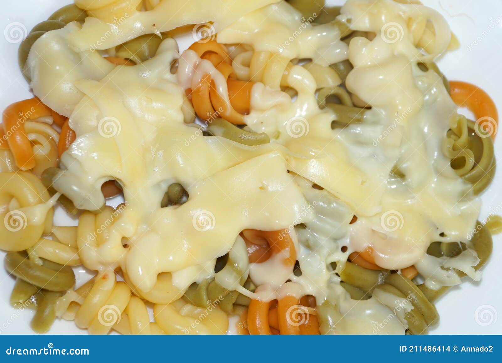 Multicolored Pasta with Melted Cheese for Food Background Stock Photo ...