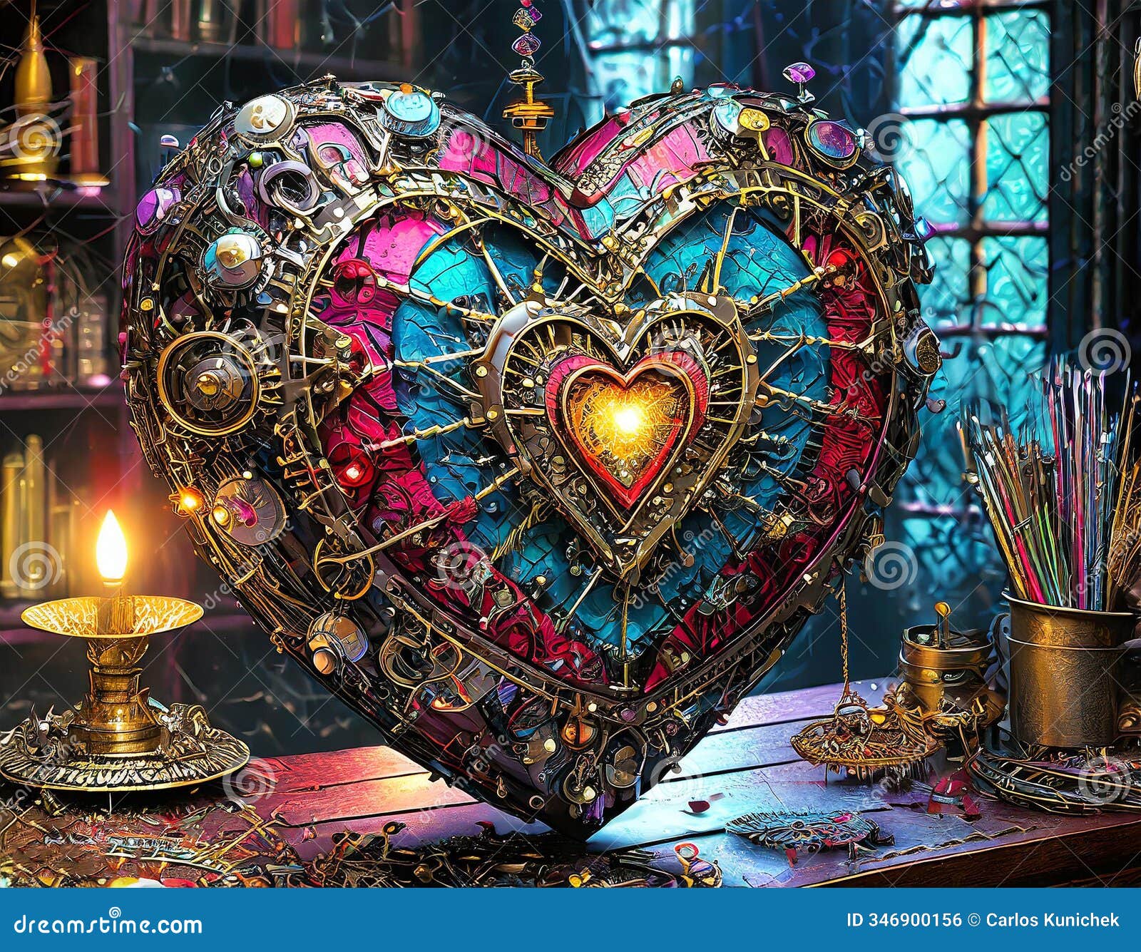 Gothic Steampunk Clock Tower With Intricate Details And Glowing Gears ...