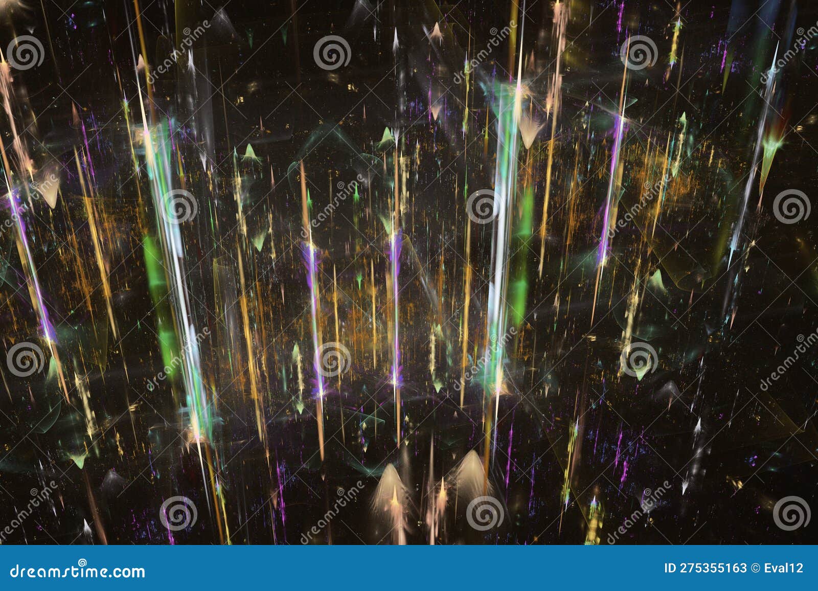Multicolored Pattern of Crooked Vertical Rays on a Black Background ...