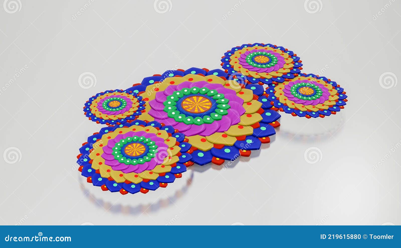Multicolored Pattern Mandala on a White Background. Abstract Three ...