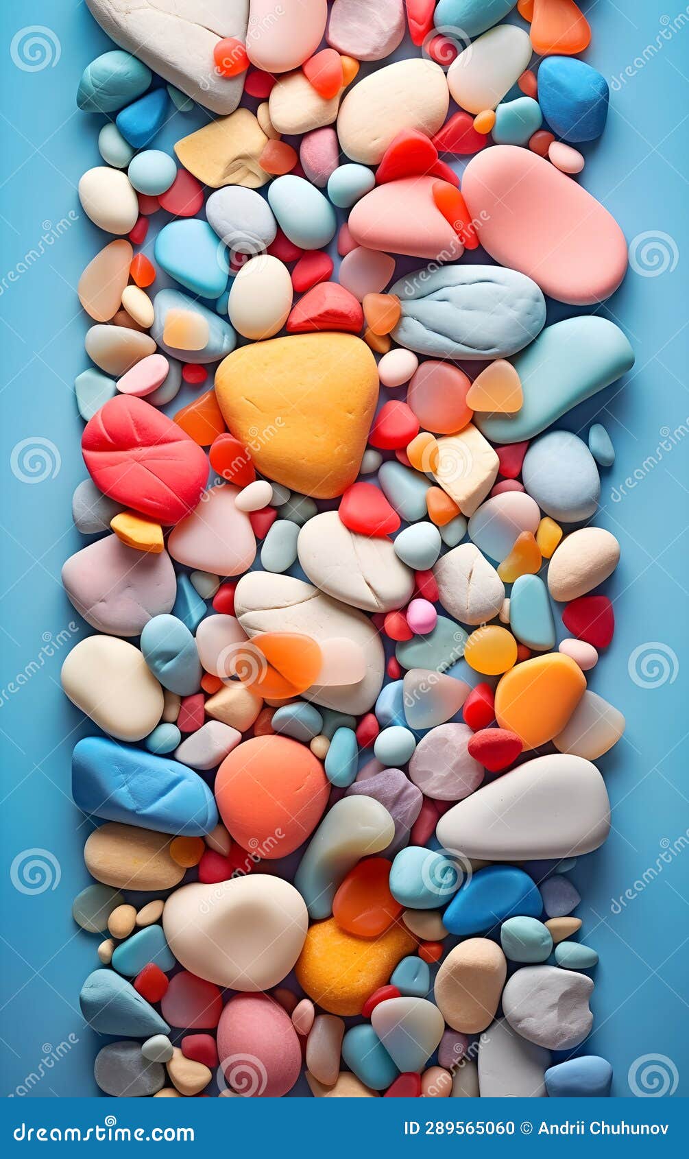 Multicolored Pebbles on a Blue Background, Generative AI Stock Photo ...
