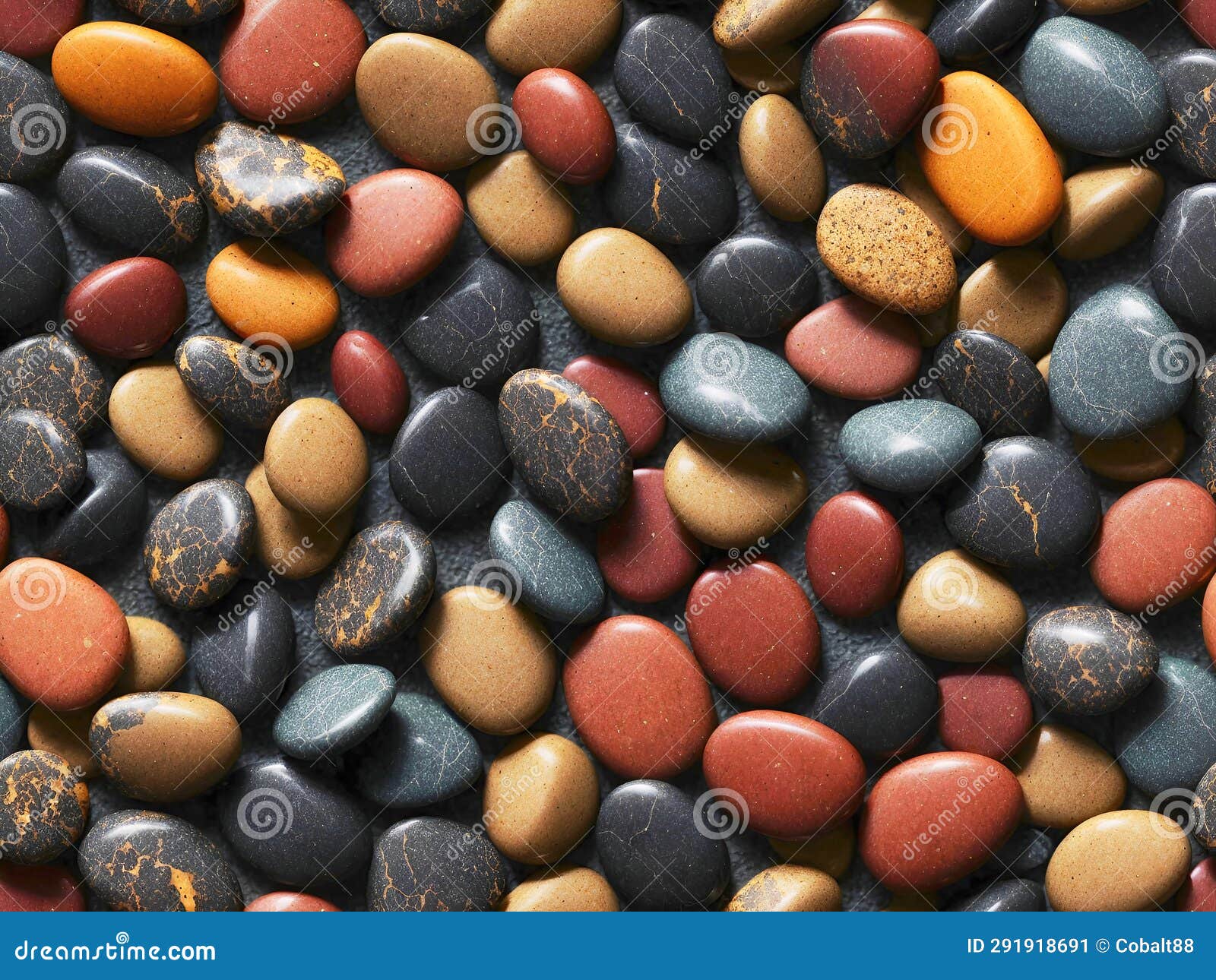 Multicolored Pebbles, Marble Stones Seamless Pattern Isolated on Black ...