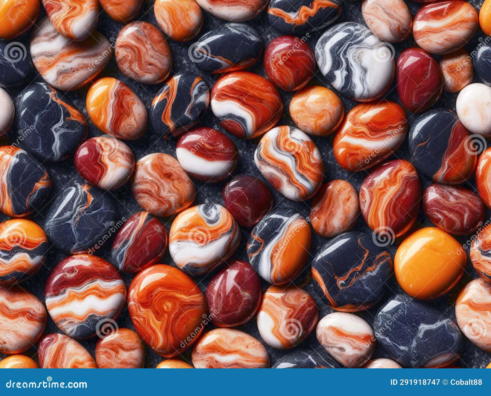 Multicolored Pebbles, Marble Stones Seamless Pattern Isolated on Black ...