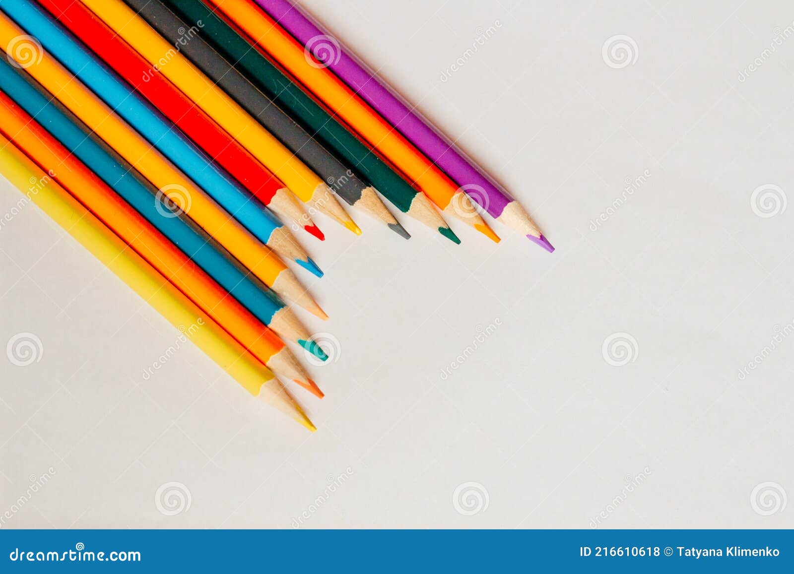 Multicolored Pencils Side View on White Background Stock Photo - Image ...