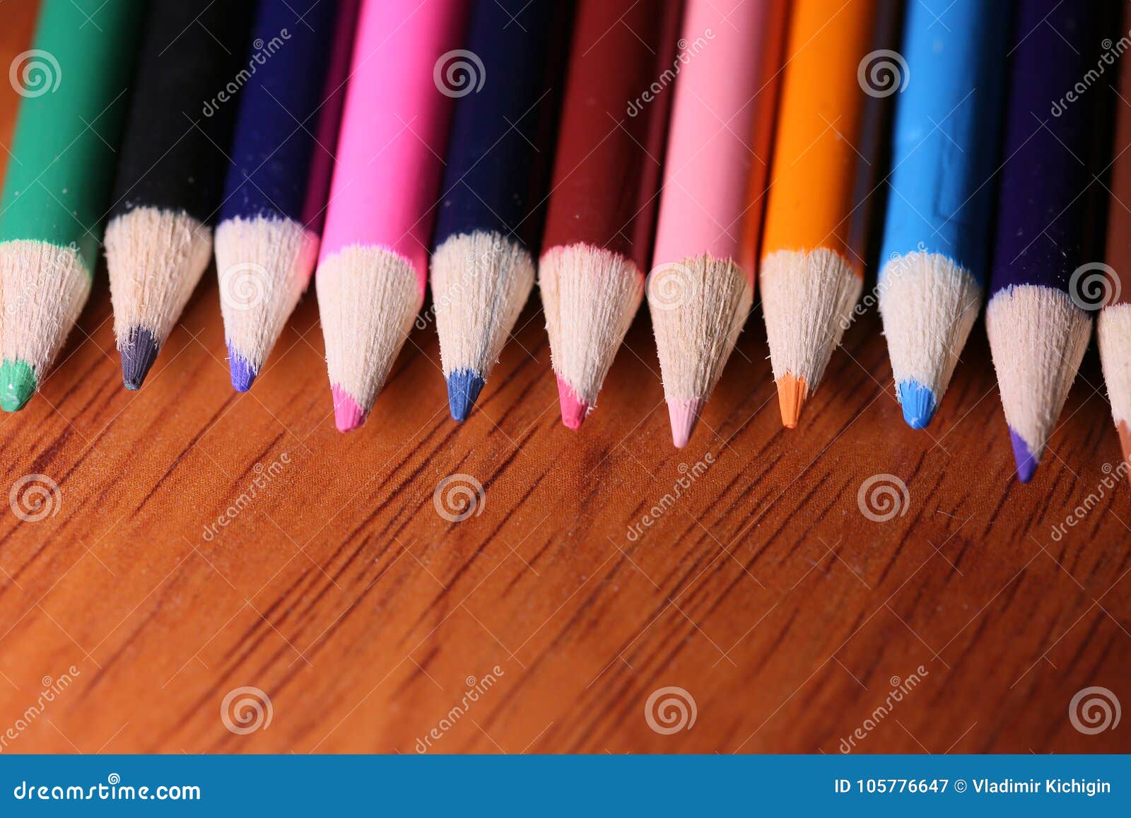 Multicolored Pencils on the Table. a Stack of Colored Pencils Ti Stock ...
