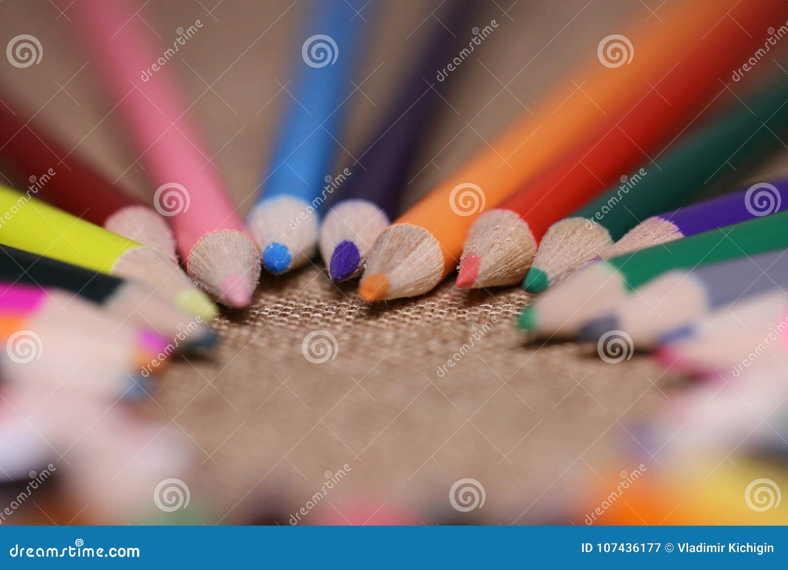 Multicolored Pencils on the Table. a Stack of Colored Pencils Ti Stock ...