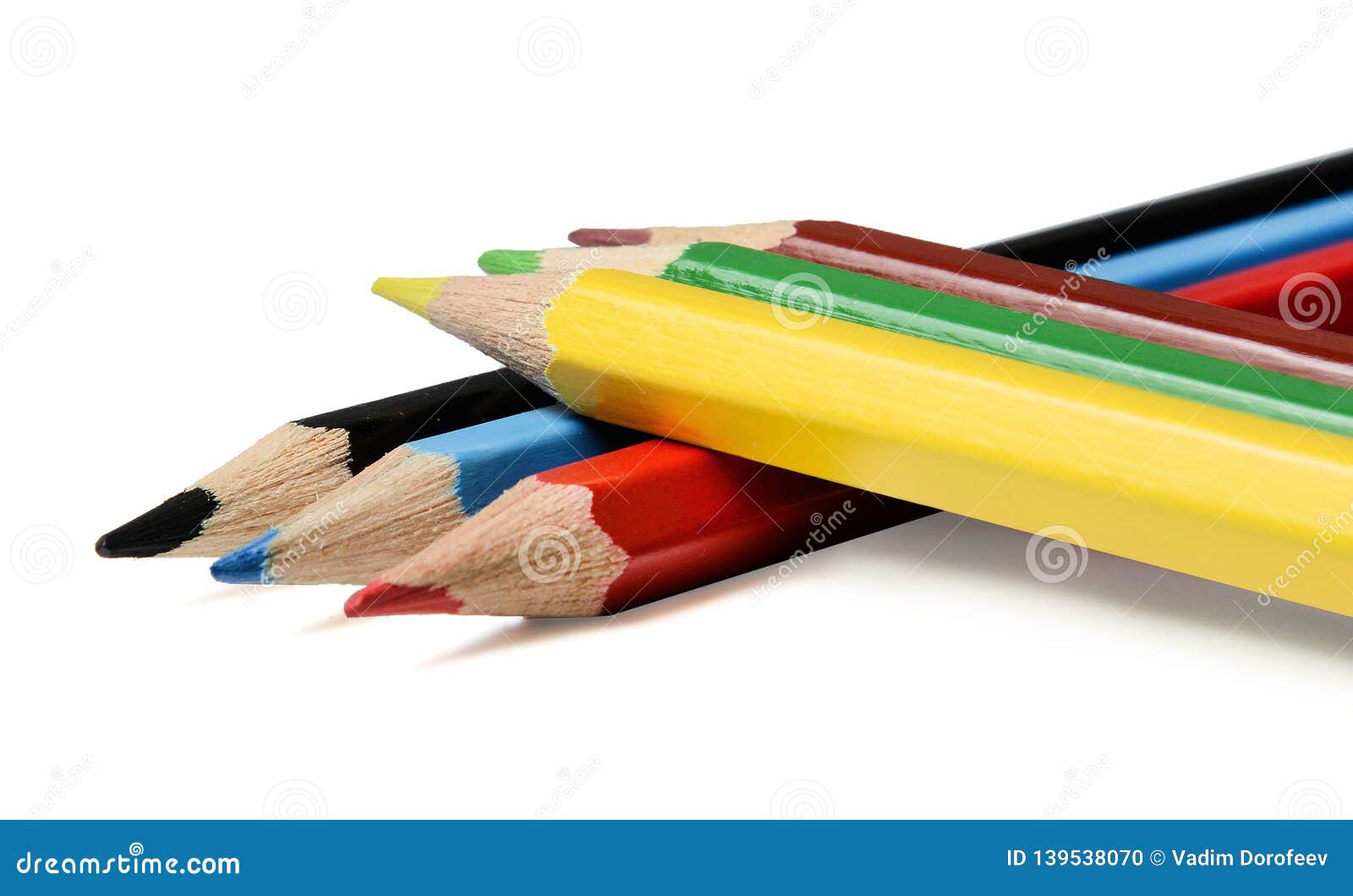 Multicolored Pencils on White Isolated Background. Side View Stock ...