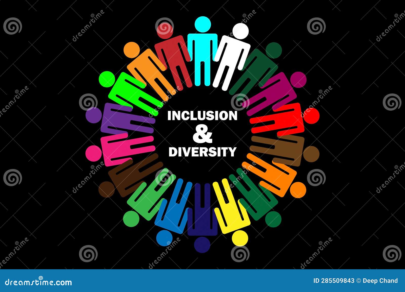 Multicolored People in a Circle Around the Word Multicultural Inclusion ...