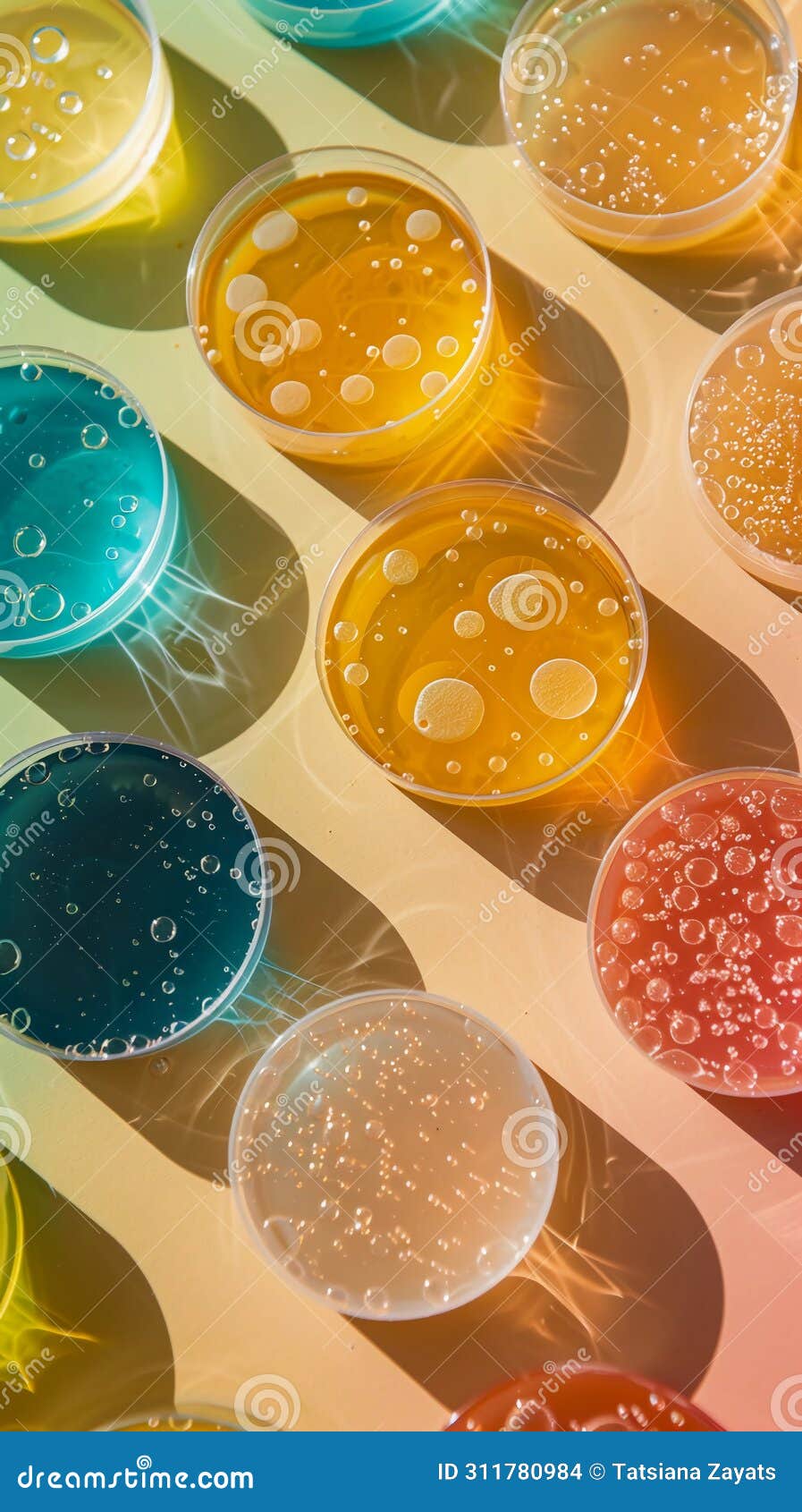 Petri Dishes with Microbial Samples. Top View, Microbiology Testing ...
