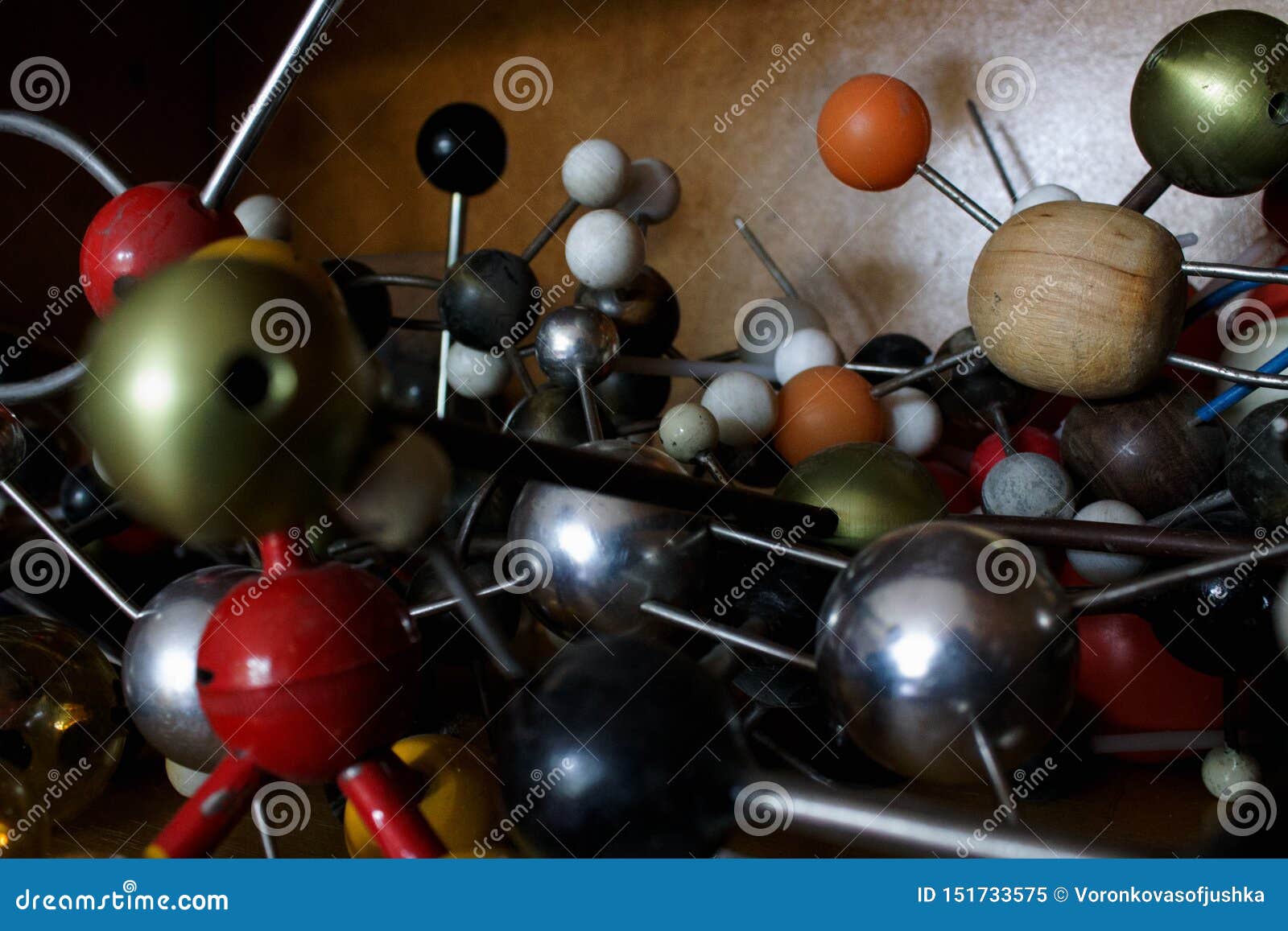 Multicolored Pile of Old Models of Molecular Compounds Stock Image ...