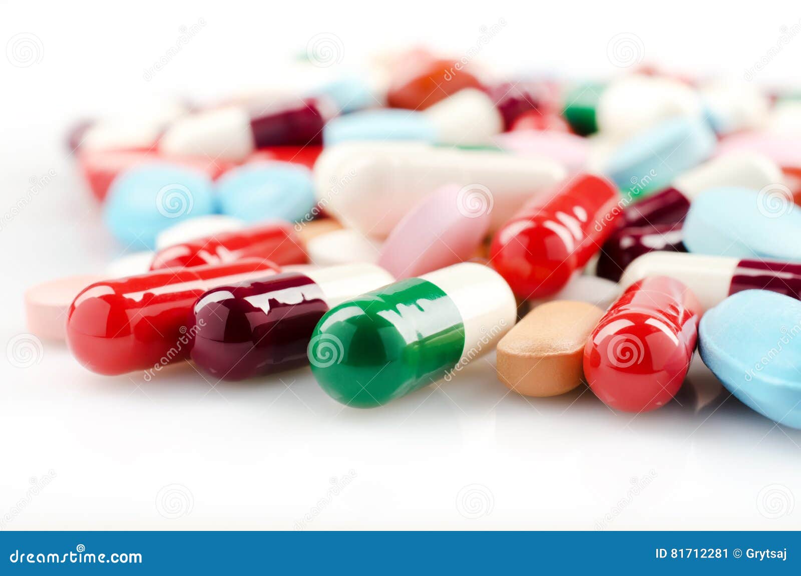 Multicolored Pills and Capsules Stock Image - Image of pain, maroon ...