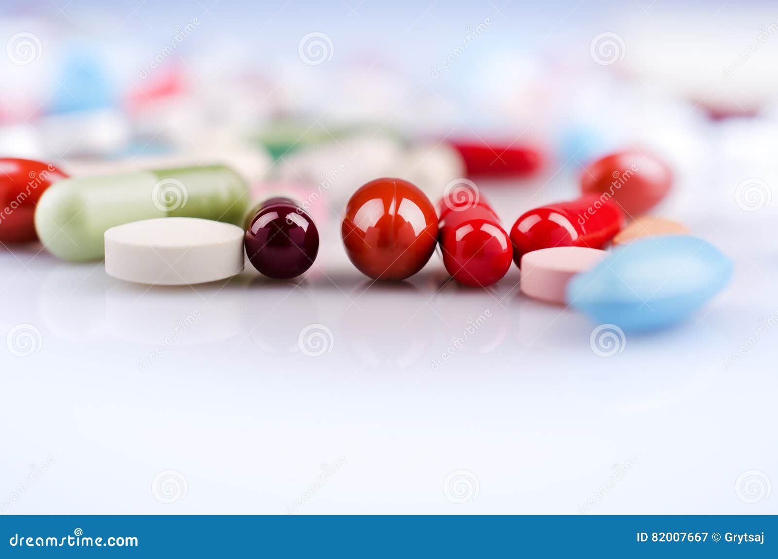 Multicolored Pills and Capsules Stock Image - Image of green ...