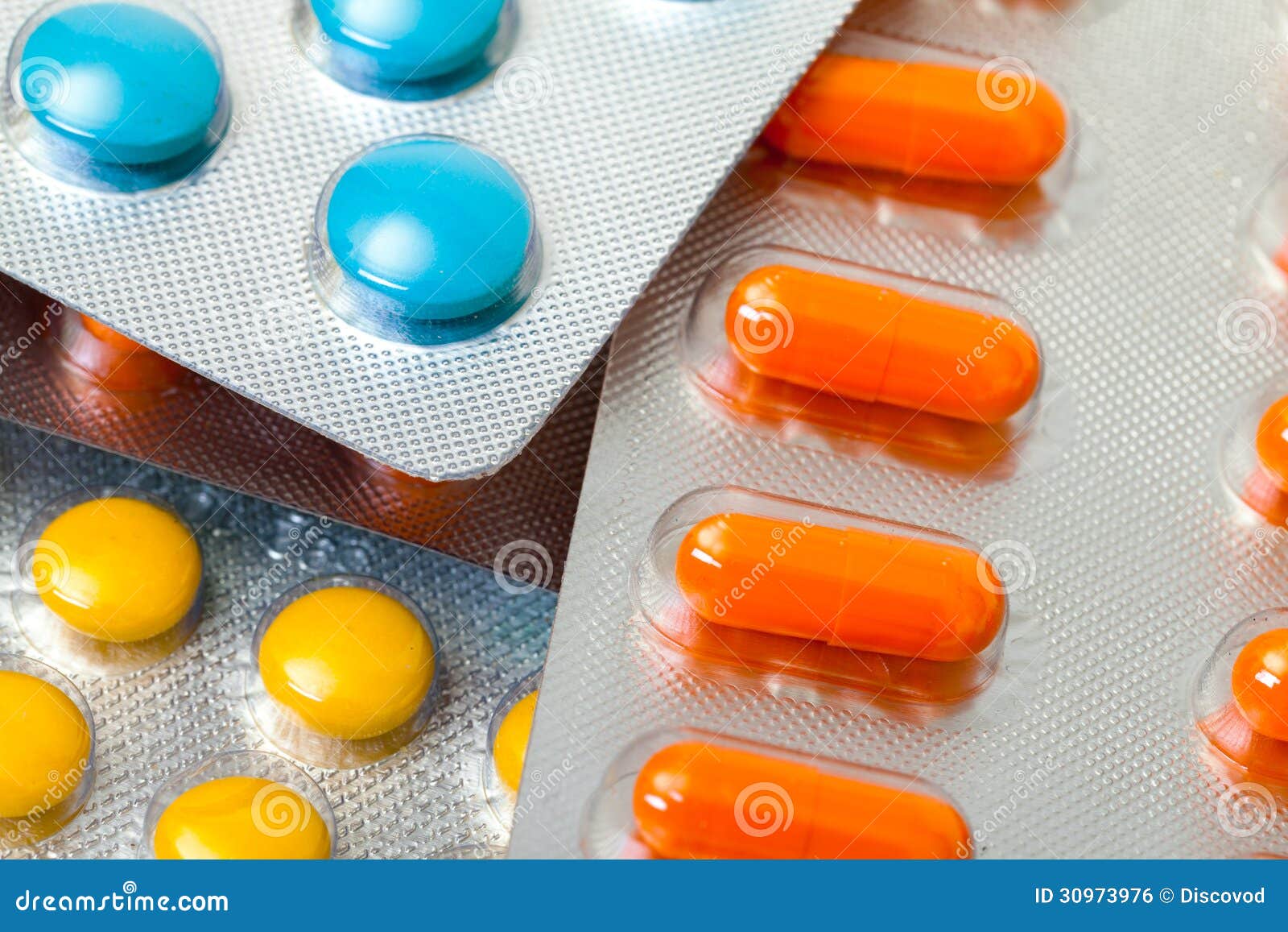 Multicolored Pills Packed in Blisters Stock Photo - Image of ...