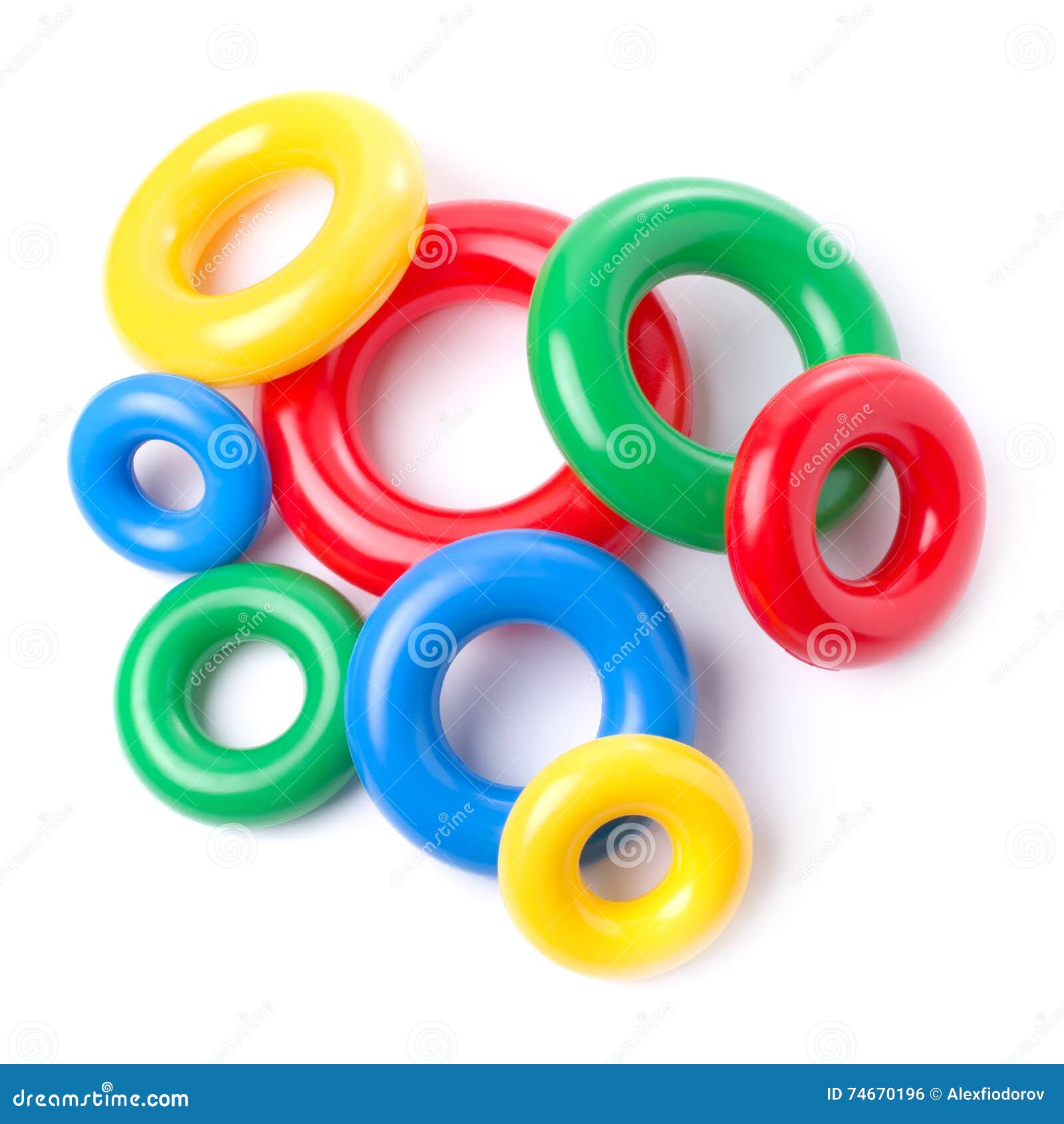 Multicolored Plastic Rings Isolated on White. Stock Photo - Image of ...