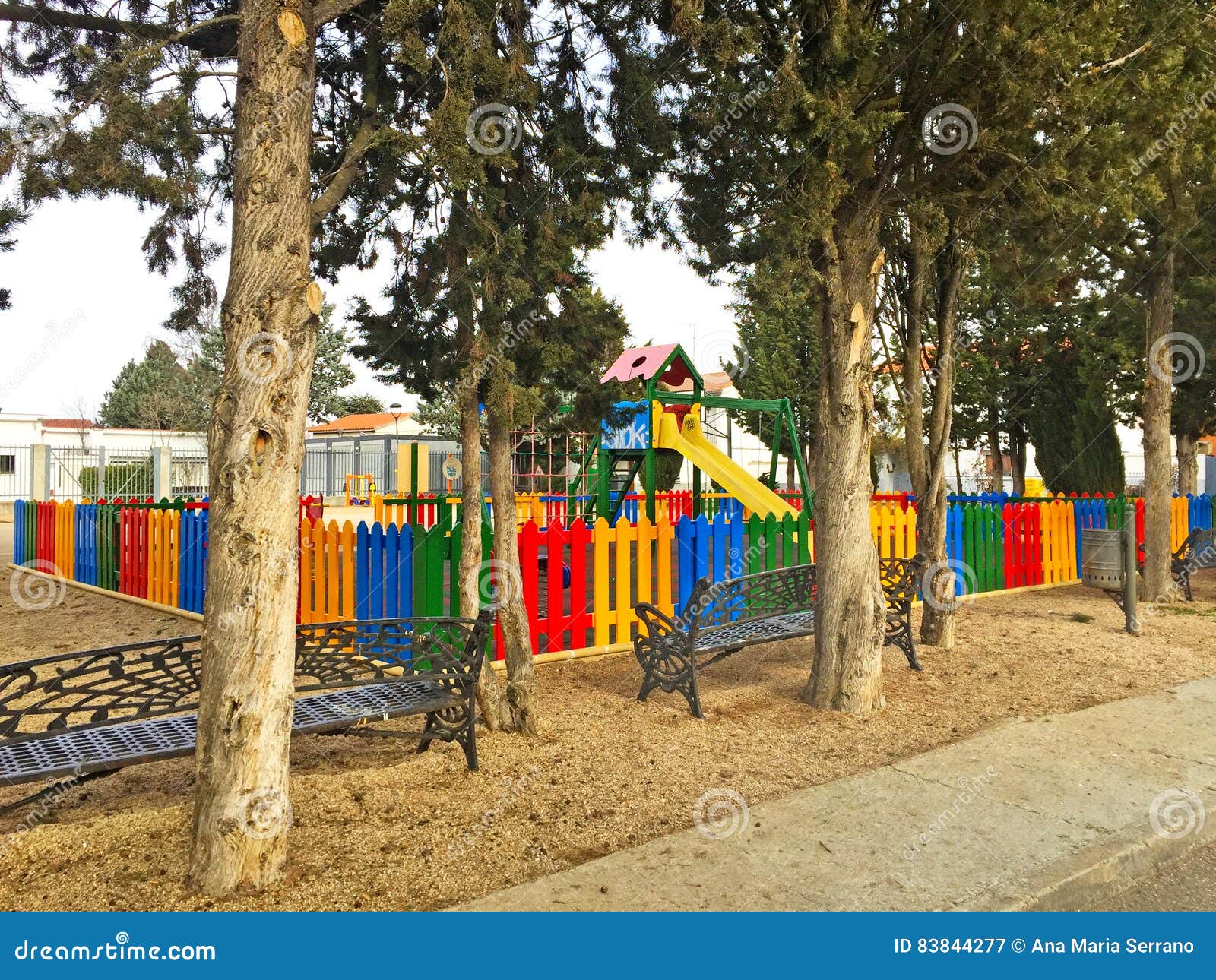 Multicolored Playground with Graffiti Stock Image - Image of friends ...