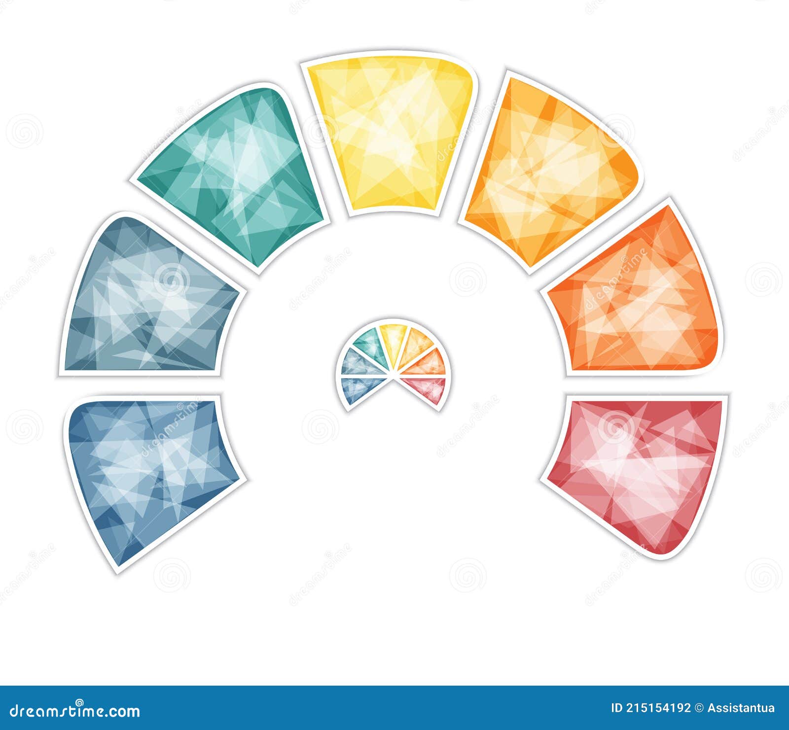 Multicolored Polygonal Semicircle. Modern Raster Template for ...