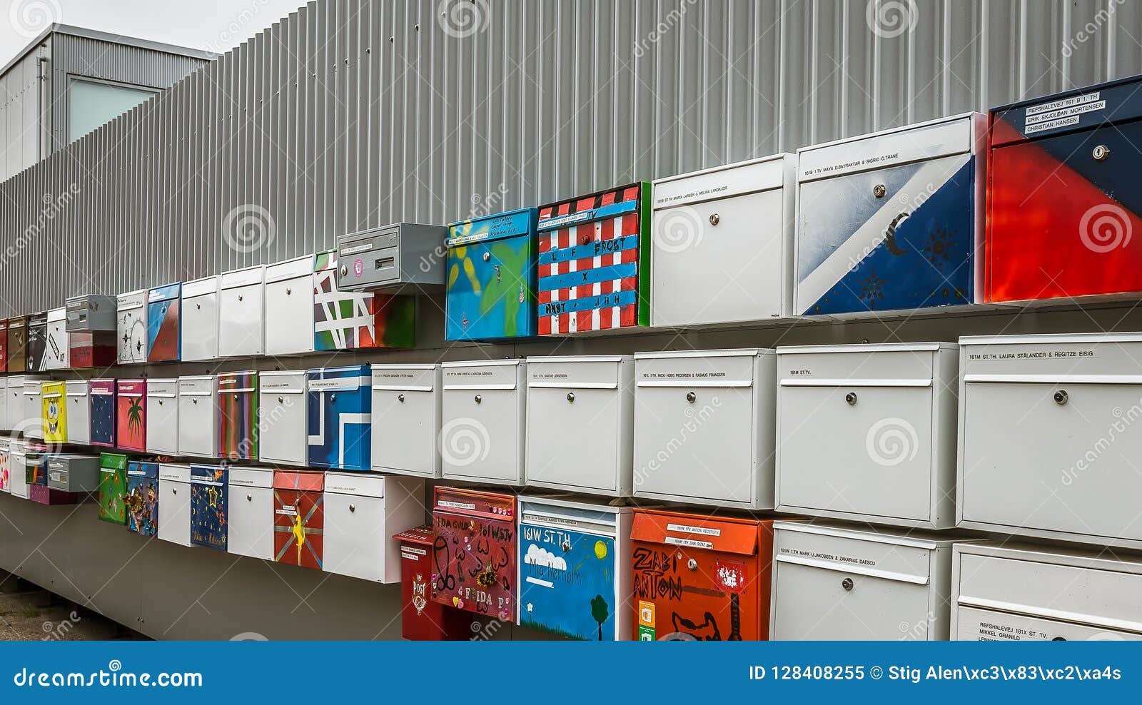 Multicolored Postboxes in a Row Editorial Image - Image of boxes ...
