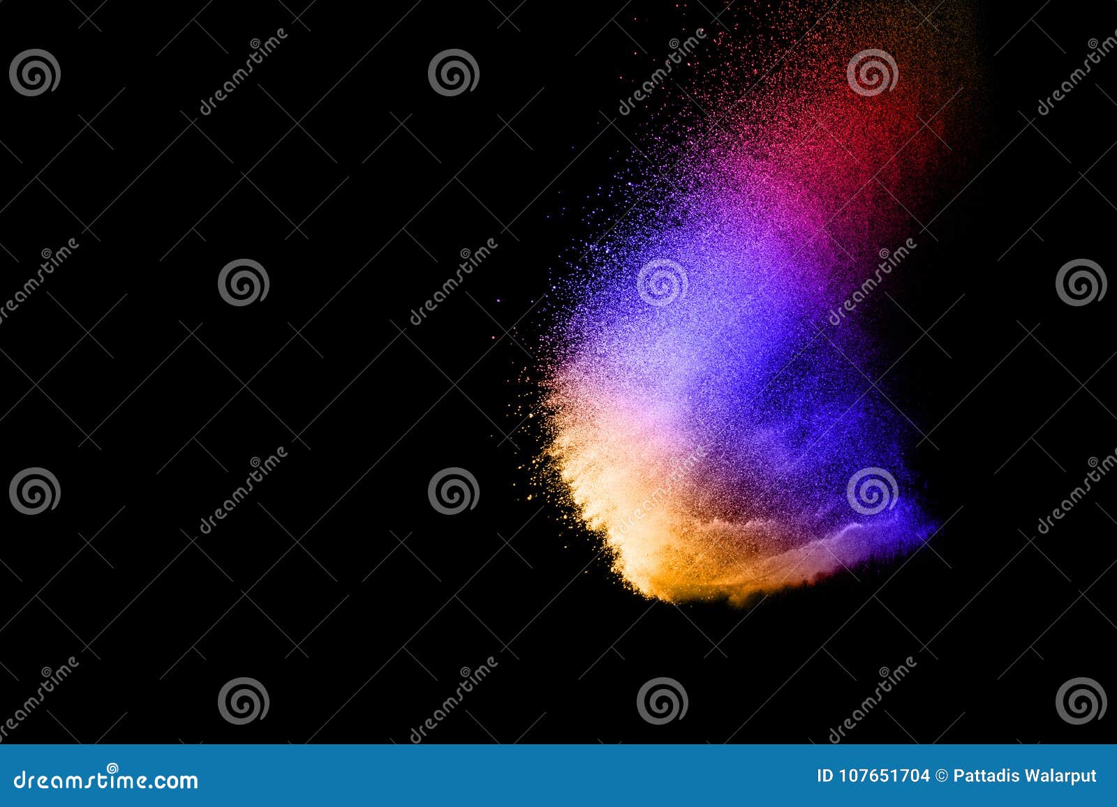 Multicolored Powder Explosion Cloud Isolated on Black Background Stock ...