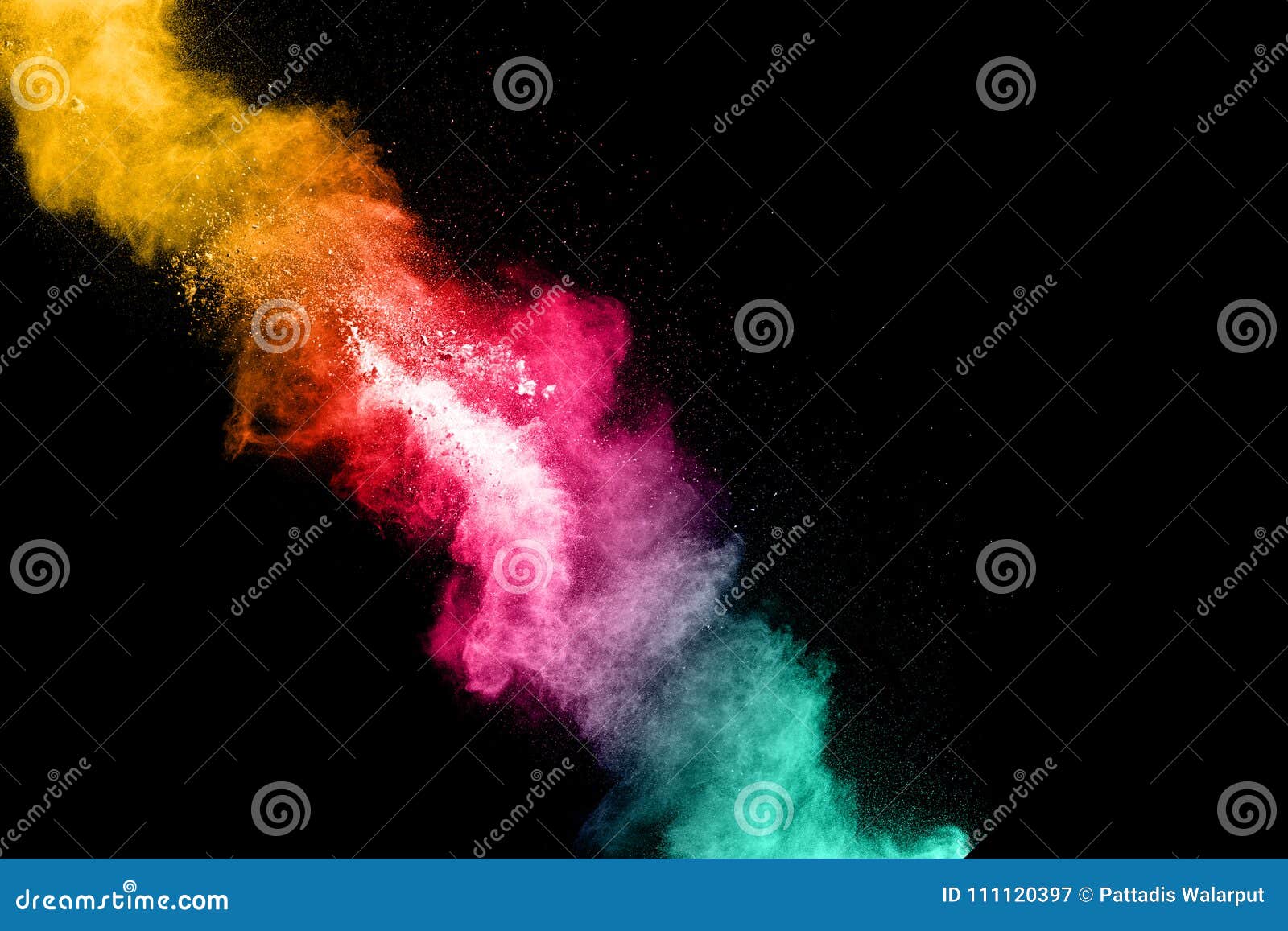 Multicolored Powder Explosion Cloud Isolated on Black Background Stock ...