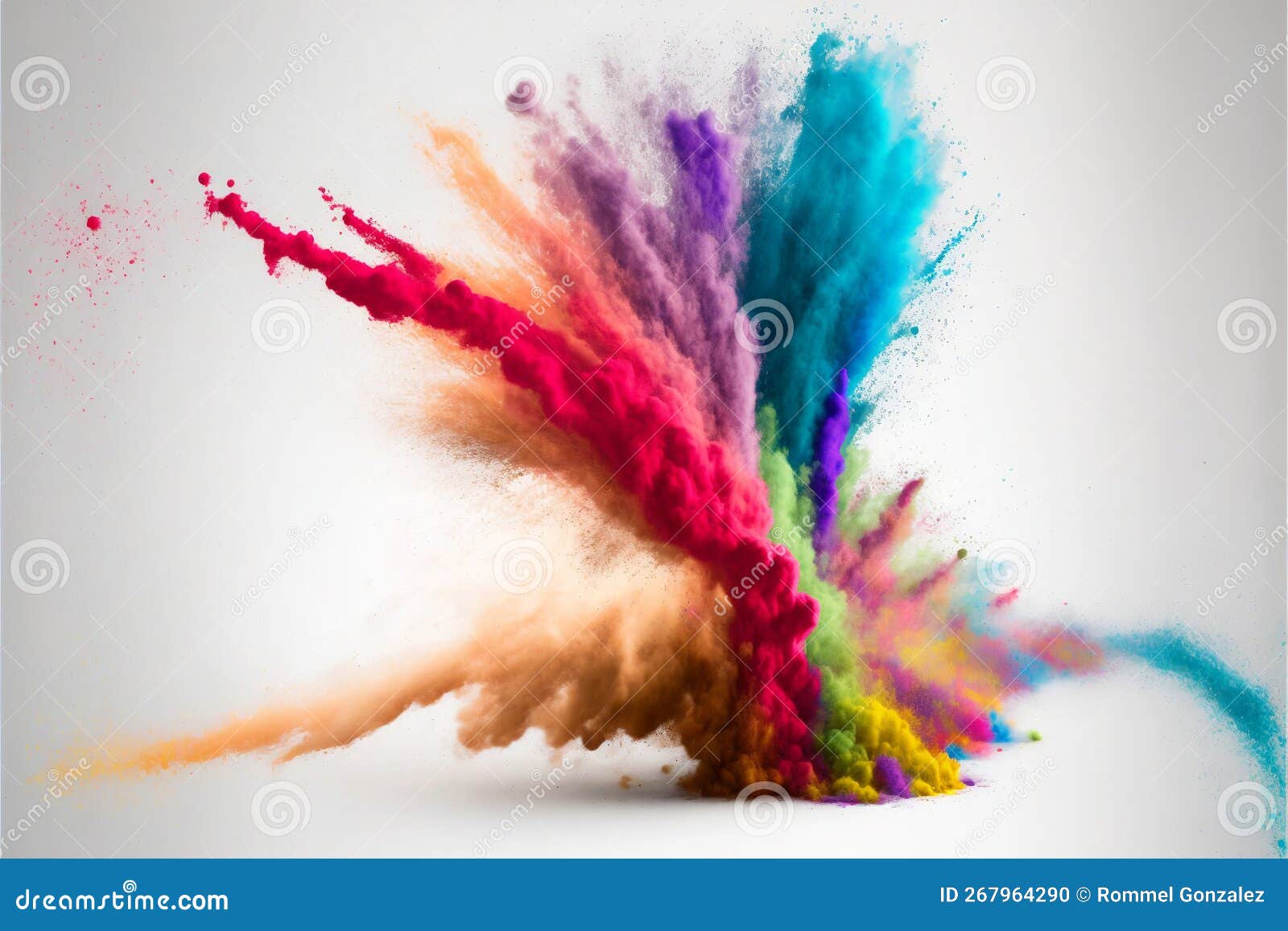 Multicolored Powder Splatted on White Background, Freeze Motion Color ...